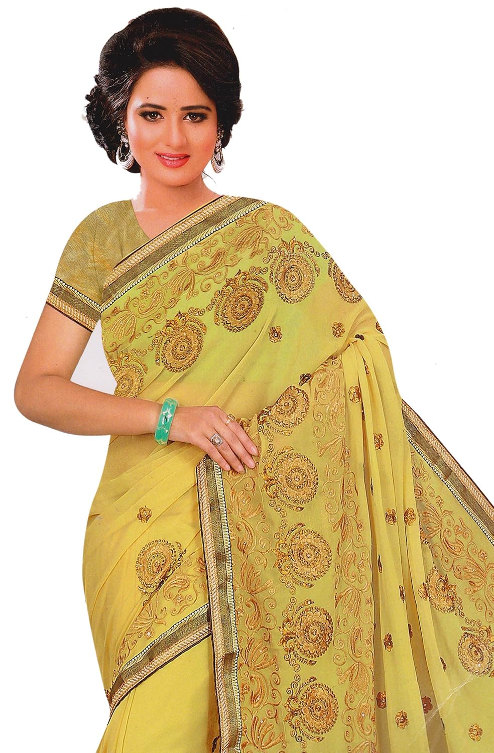 Buy Ganesh Laxmi Fancy Rennuka saree Skin Badami Colour with Blouse ...