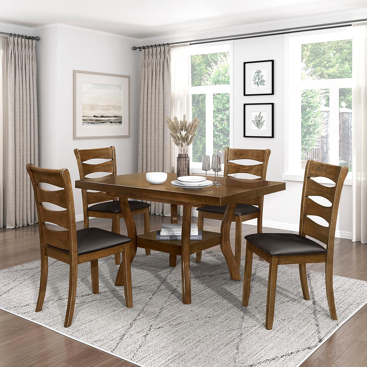 Amazon.com - Lexicon Evergreen 5-Piece Dining Set, Brown - Table ...