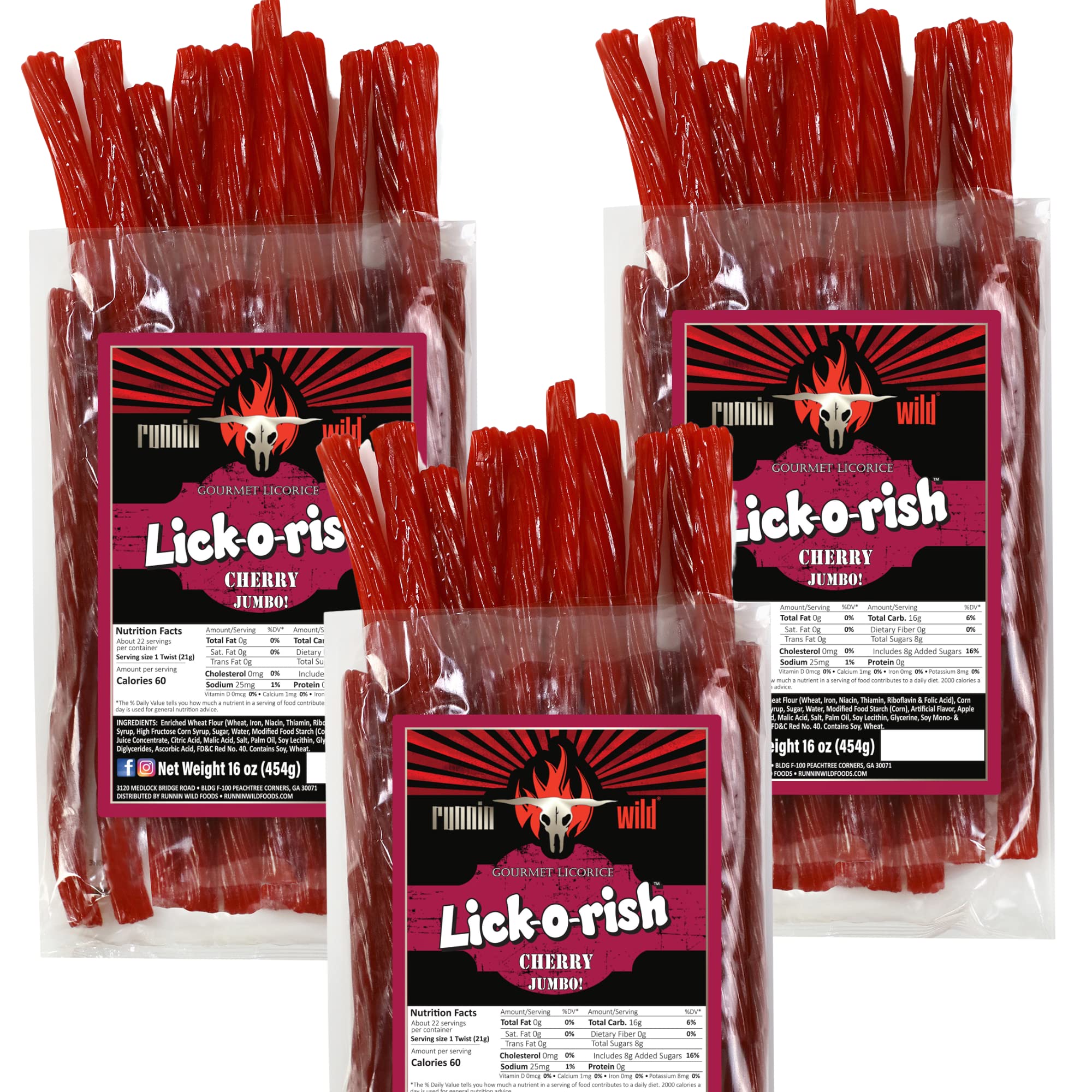 Amazon.com : Cherry Licorice Candy | Lick-o-Rish, 3 Pounds Total (Set ...