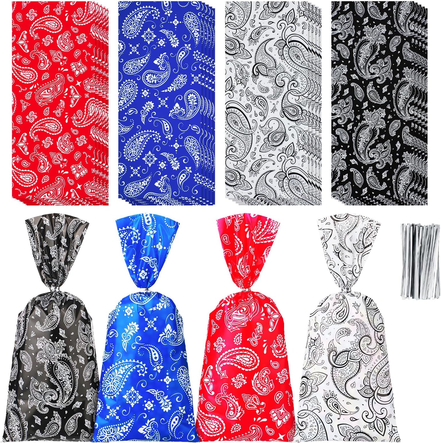 Amazon.com: Sumind 100 Pieces Western Bandana Cellophane Bags Plastic ...