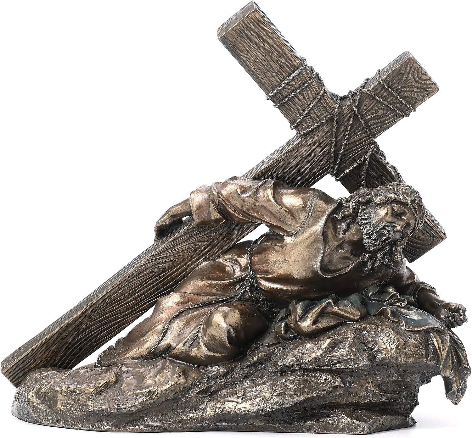 Amazon.com: US 10 Inch Jesus Carrying The Cross Cold Cast Bronze ...