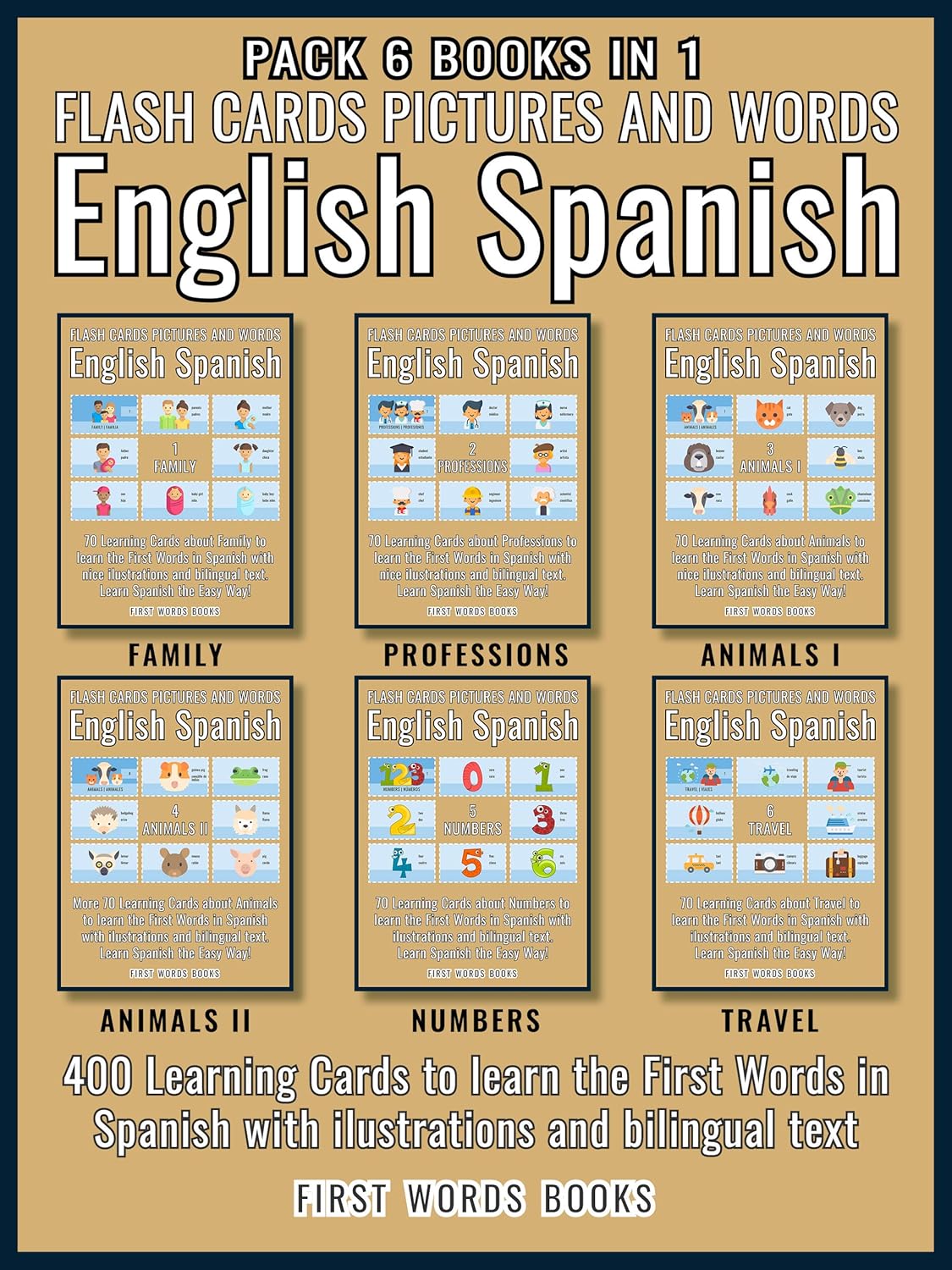 Amazon.com: Pack 6 Books in 1 - Flash Cards Pictures and Words English ...