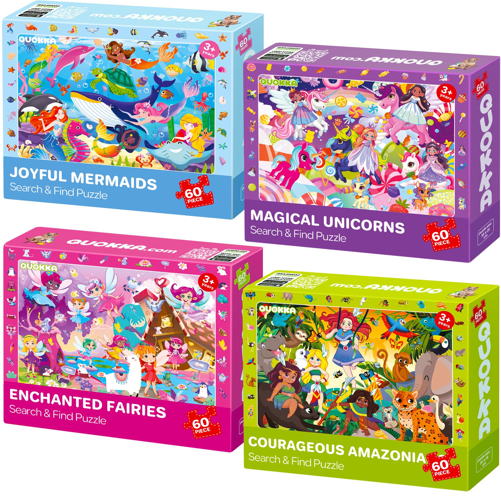 Amazon.com: QUOKKA Puzzles for Kids Ages 4-6 - Set of 4x60 Jigsaw ...