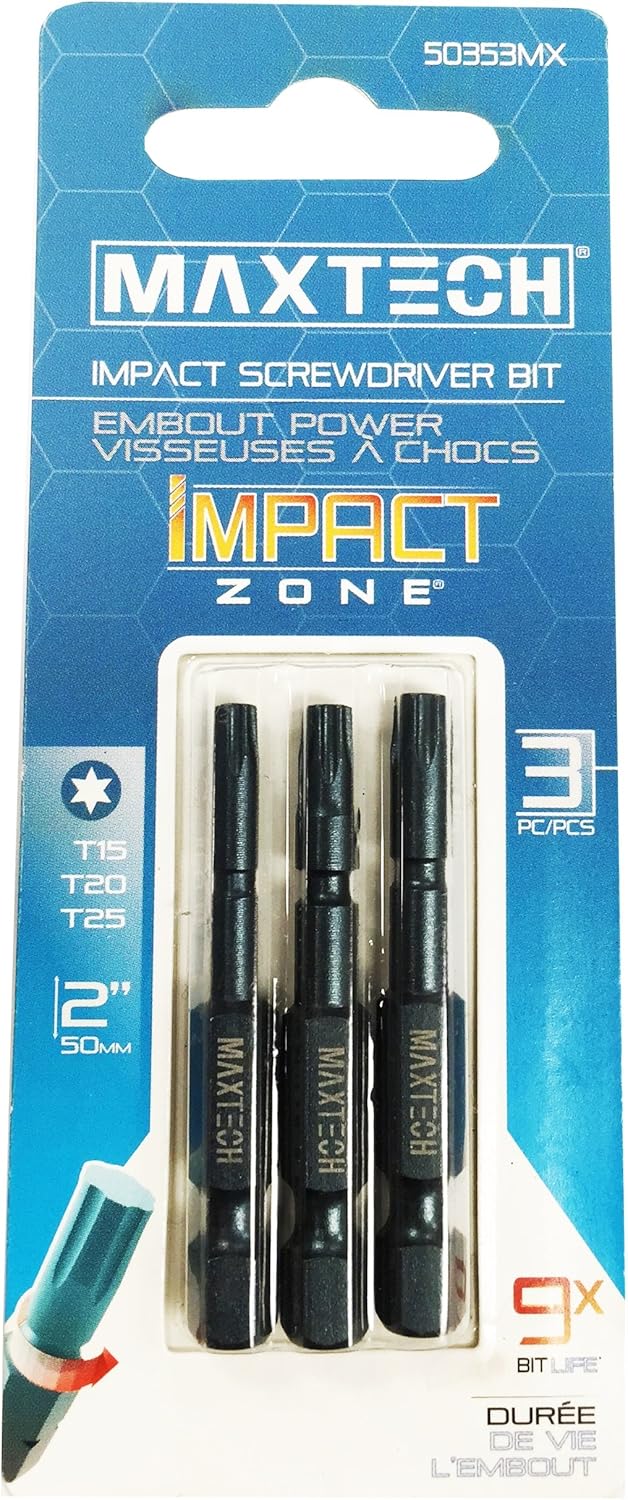 MAXTECH 50353MX Impact Zone Torx Screwdriver Bit, 2-Inch (Pack of 3 ...