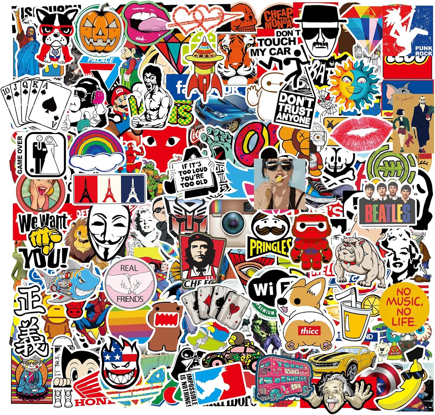 Amazon.com: Cool Random Stickers Pack 206pcs Skateboard Car Laptop ...
