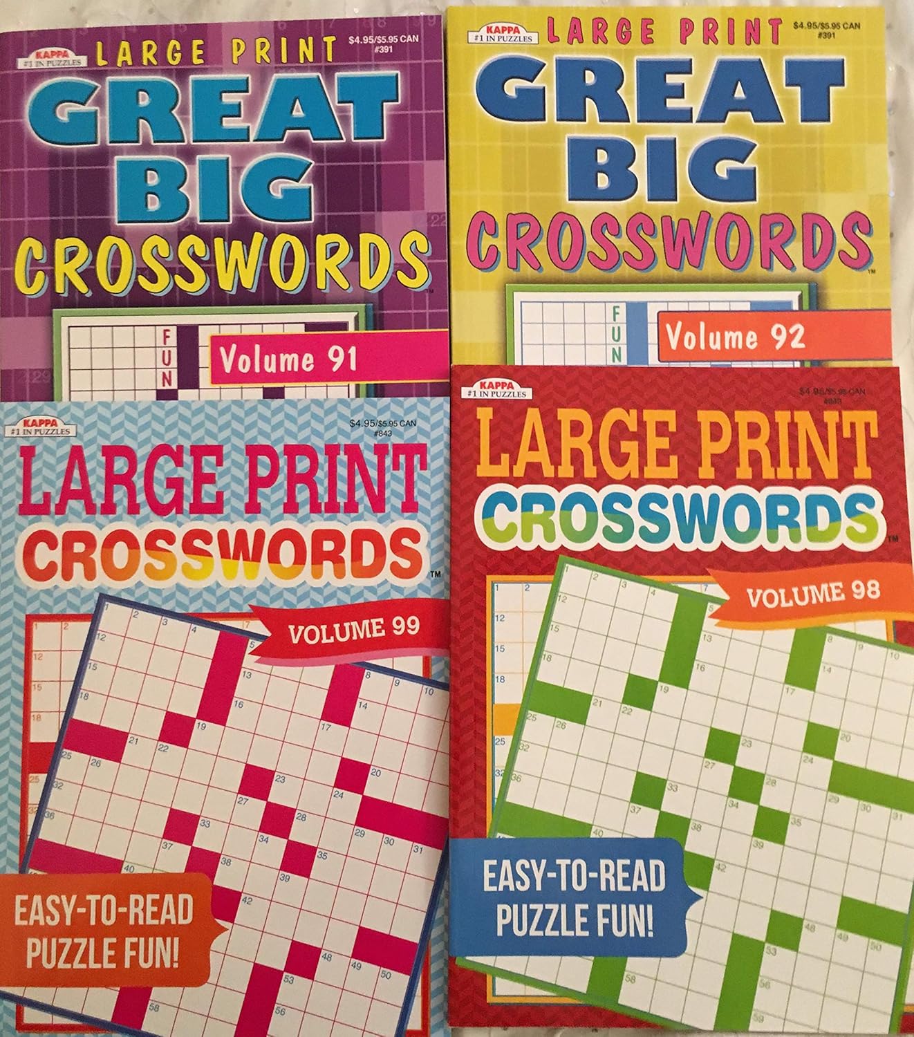 Lot of 4 Kappa Large Print Great Big Crosswords Full Size Puzzle Books ...