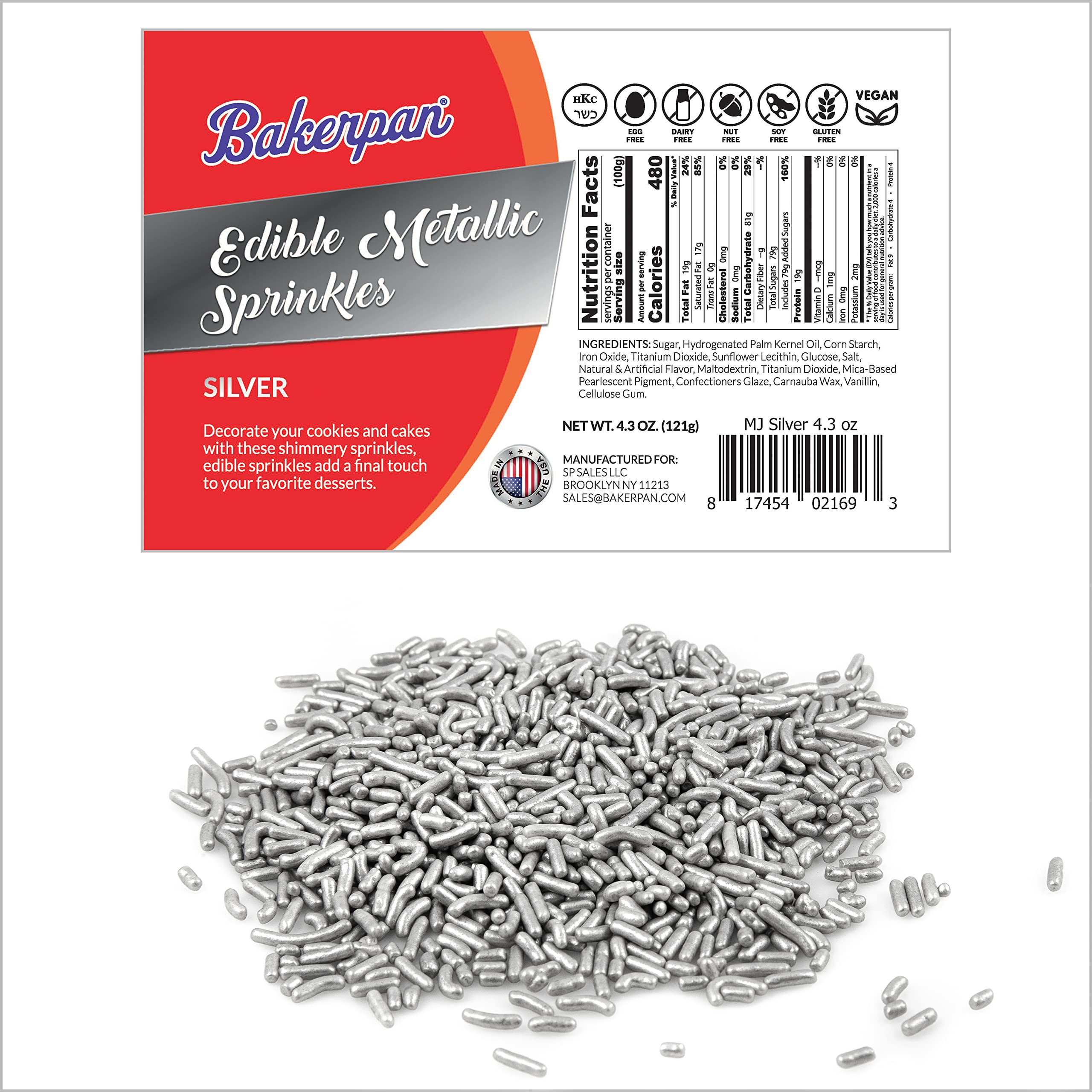 Snapklik.com : Bakerpan Silver Sprinkles Edible For Cupcakes, Silver ...