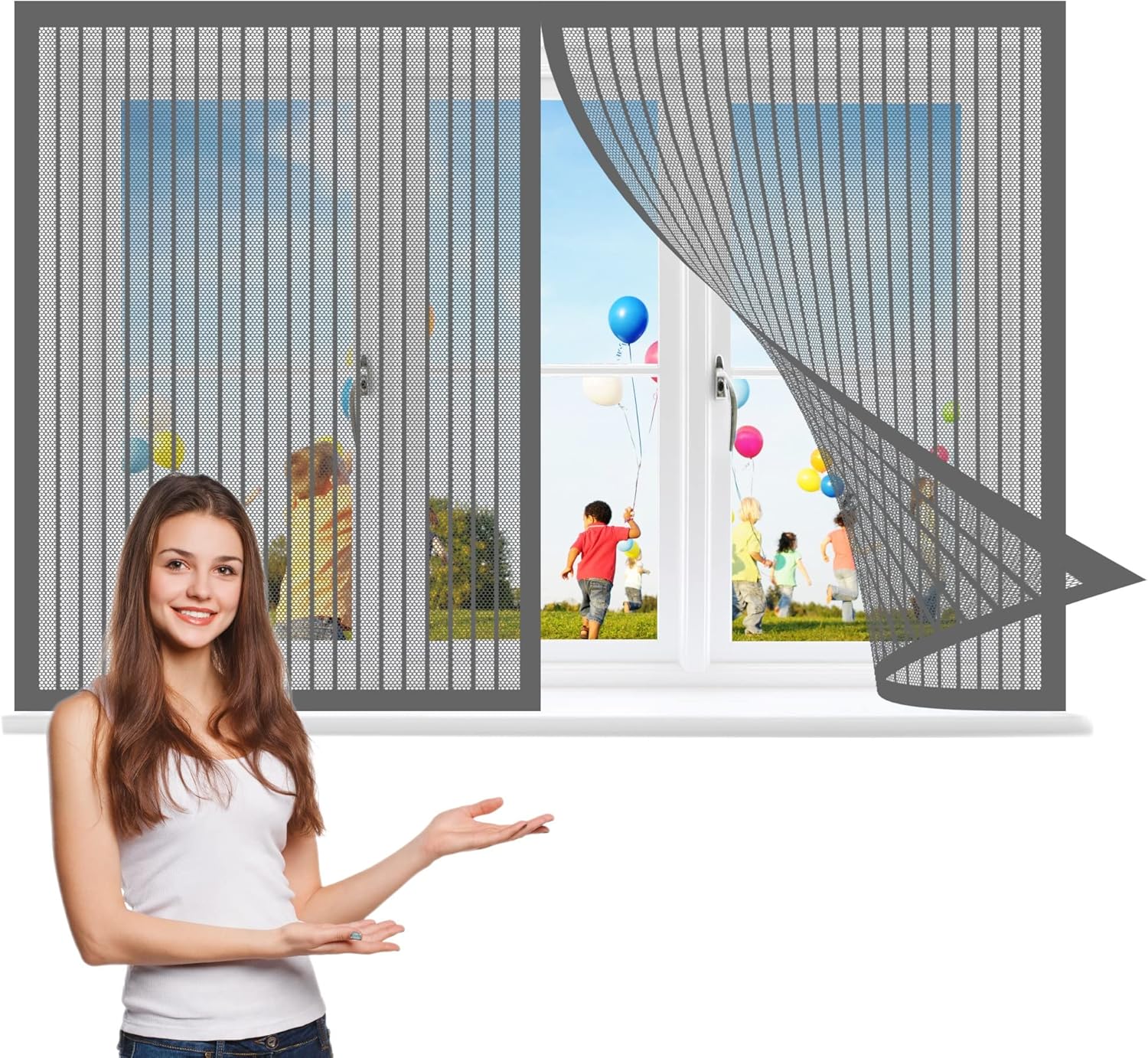 Reinforced Cat Screen Window Fits Window Size 115 x 195 cm, Heavy Duty ...