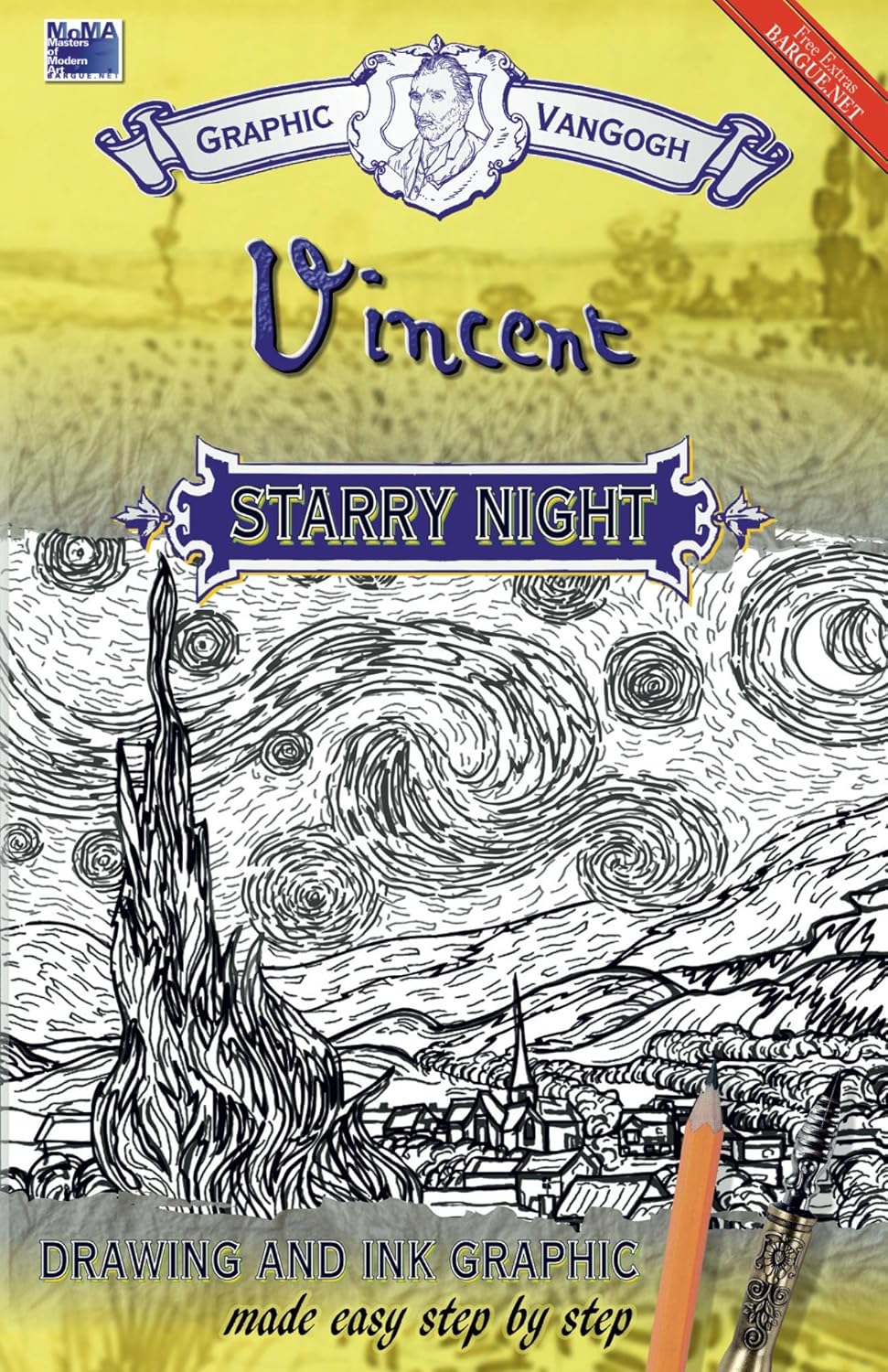 Graphic of Vincent Van Gogh s, Starry Night: Drawing and Ink graphic ...