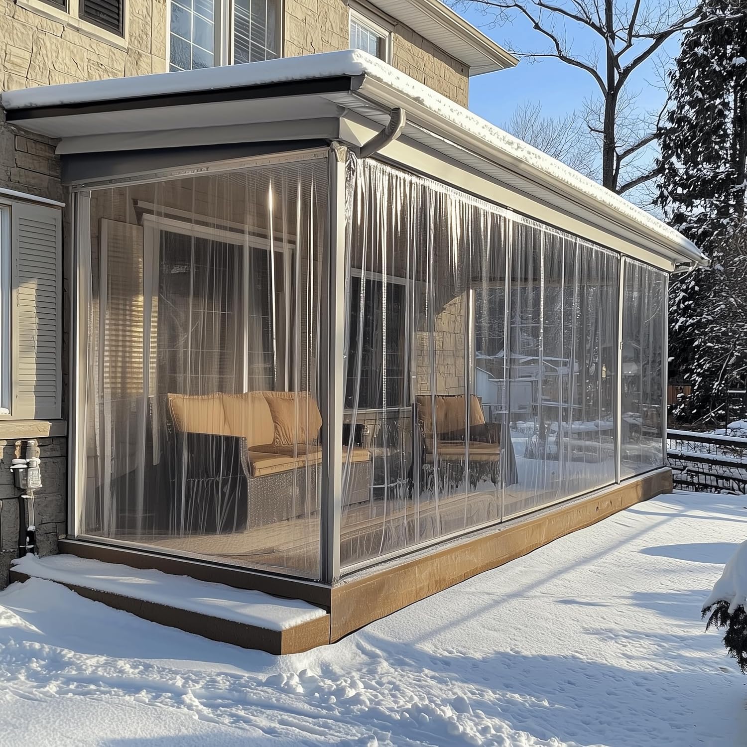 Akon Curtain Track Custom Size Clear Wind Blocker Tarps | Made to Order ...