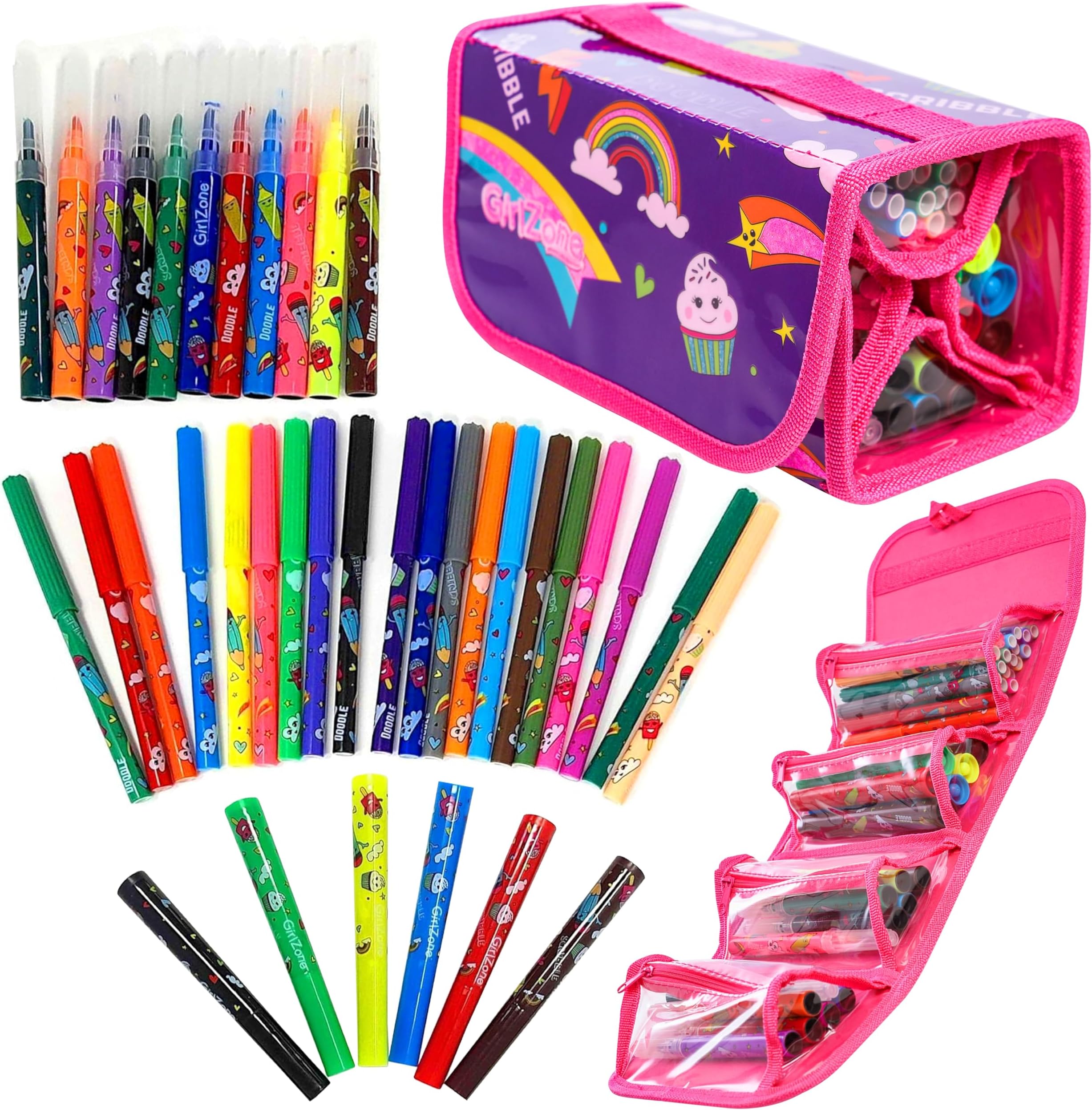 GirlZone Arts and Crafts Fruit Scented Markers and Pencil Case for ...