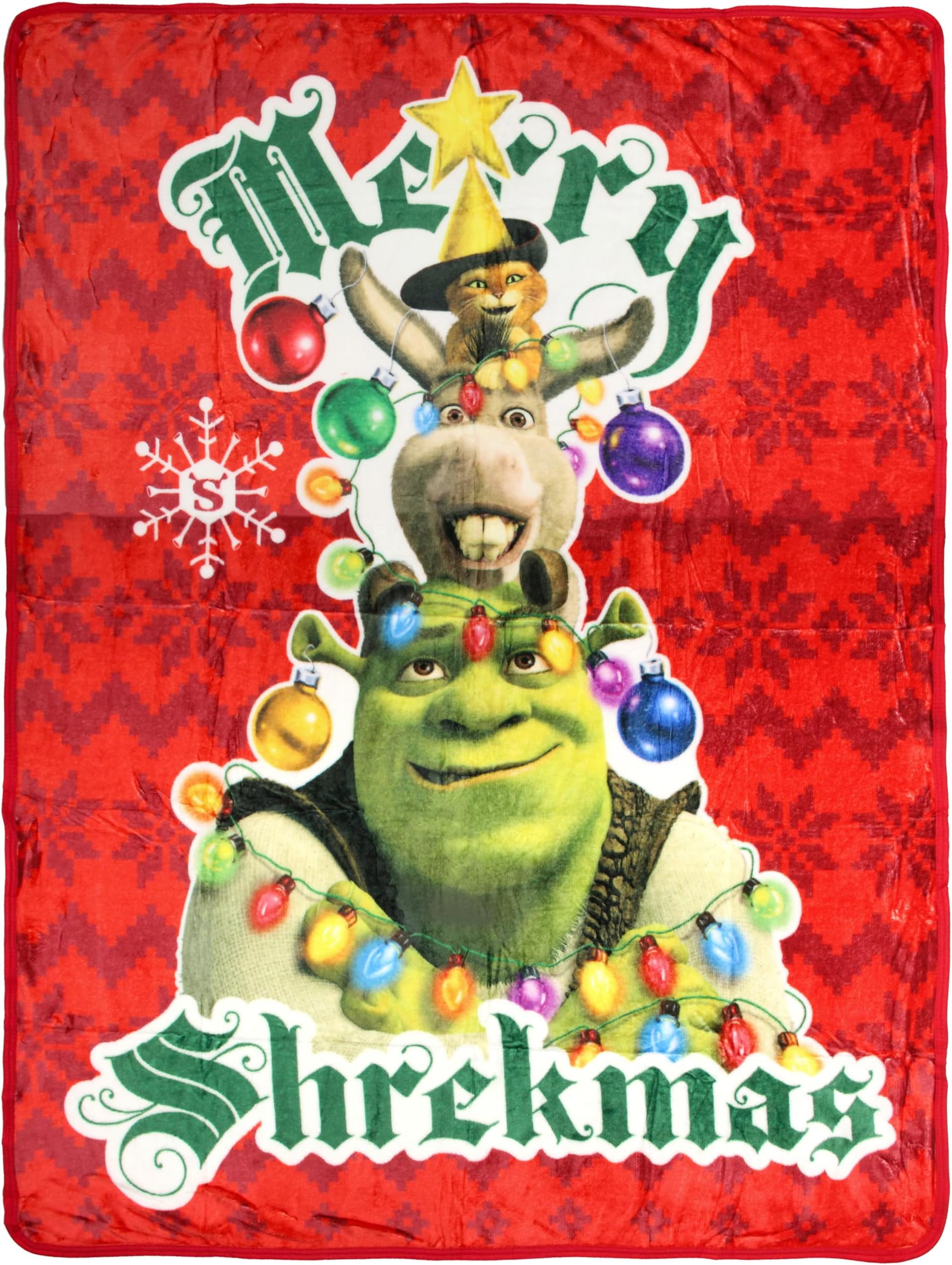 Amazon.com: Shrek Merry Shrekmas Trio Donkey Puss in Boots Throw ...