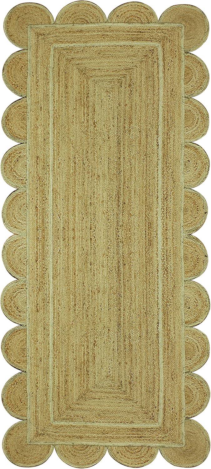 Amazon.com: CASAVANI Scalloped Edge Rug, Natural Jute Fiber Area Rug ...