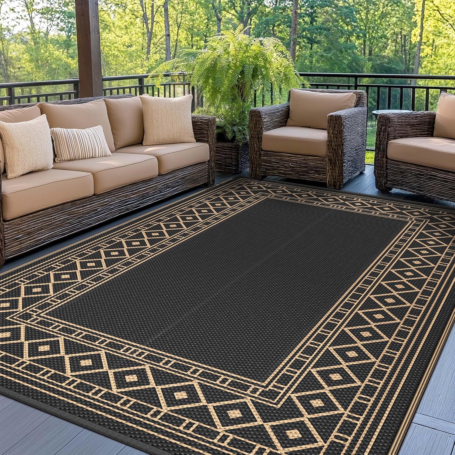 GENIMO Outdoor Rug, 180 x 275 cm Garden Rugs Outdoor Waterproof ...
