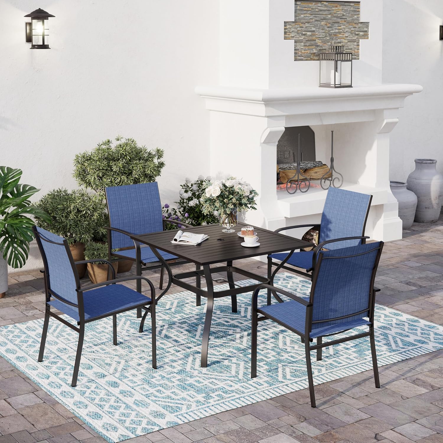 Amazon.com: SUNSHINE VALLEY Outdoor Dining Sets for 5 Pcs,Patio Table ...