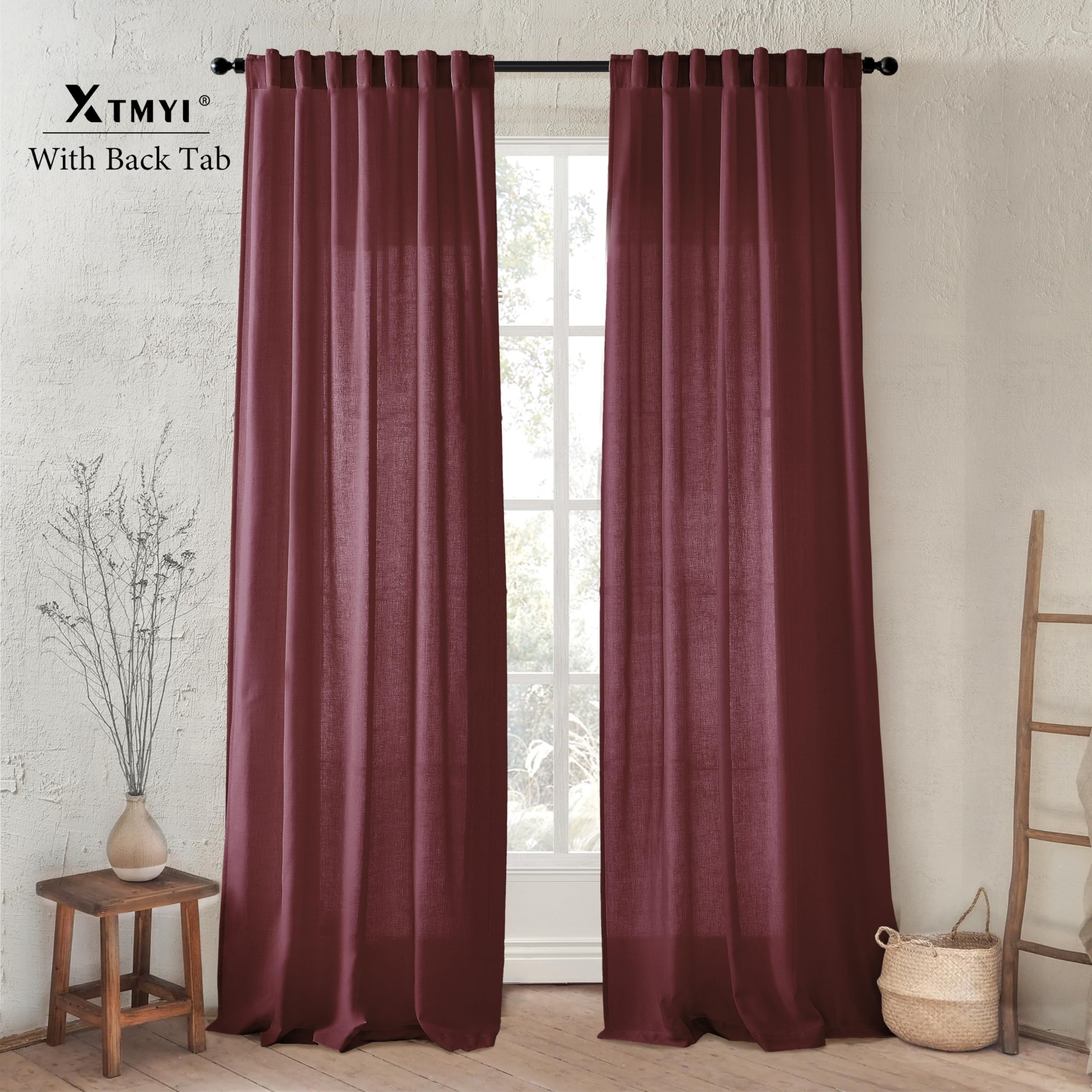 Maroon Wine Red Curtains 96 Inches Long for Living Room 2 Panels Set ...