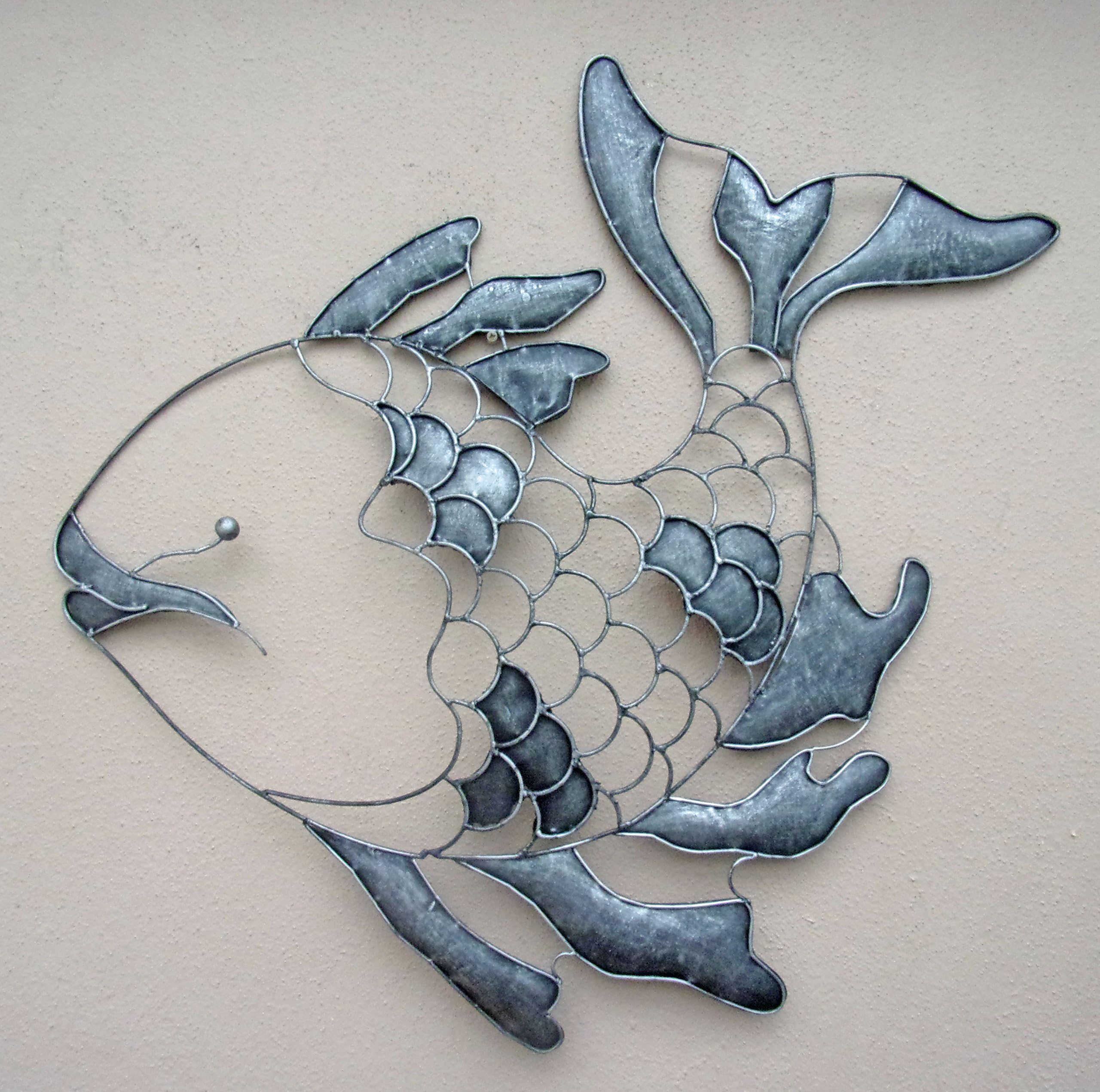 Plantation Designs Contemporary Black Silver Fish Shoal Metal Wall Art ...