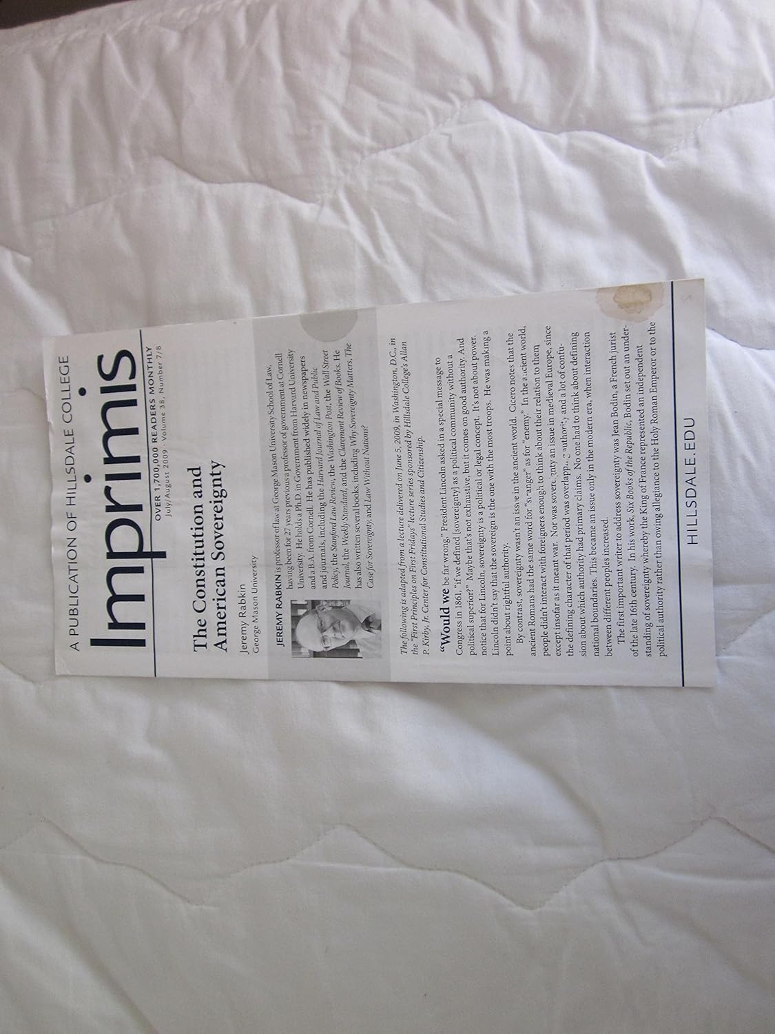 Imprimis, July/August 2009, Volume 38, Number 7/8, The Constitution and ...