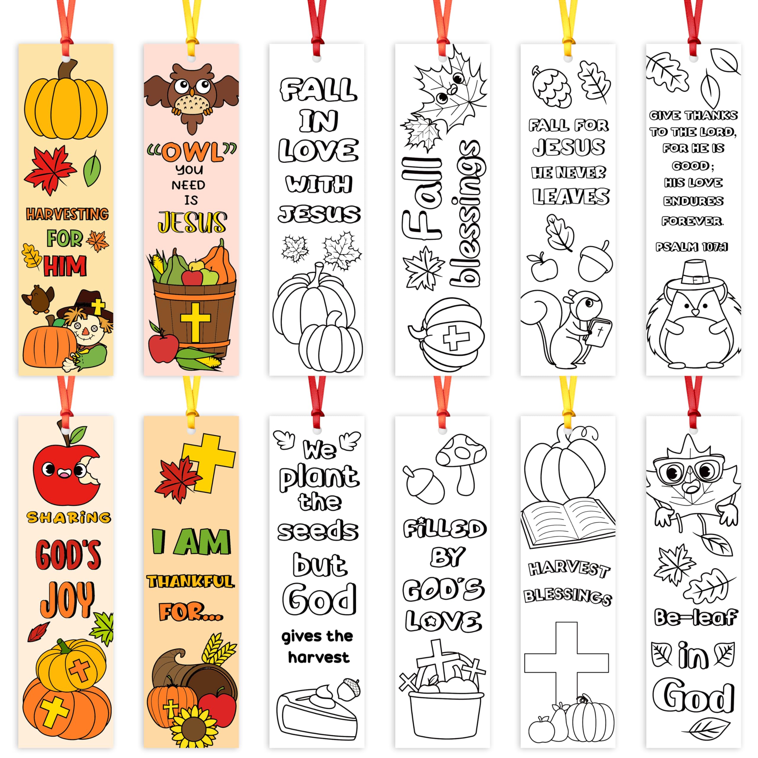 Snapklik.com : Fall Color Your Own Bookmarks For Kids - 120Pcs ...