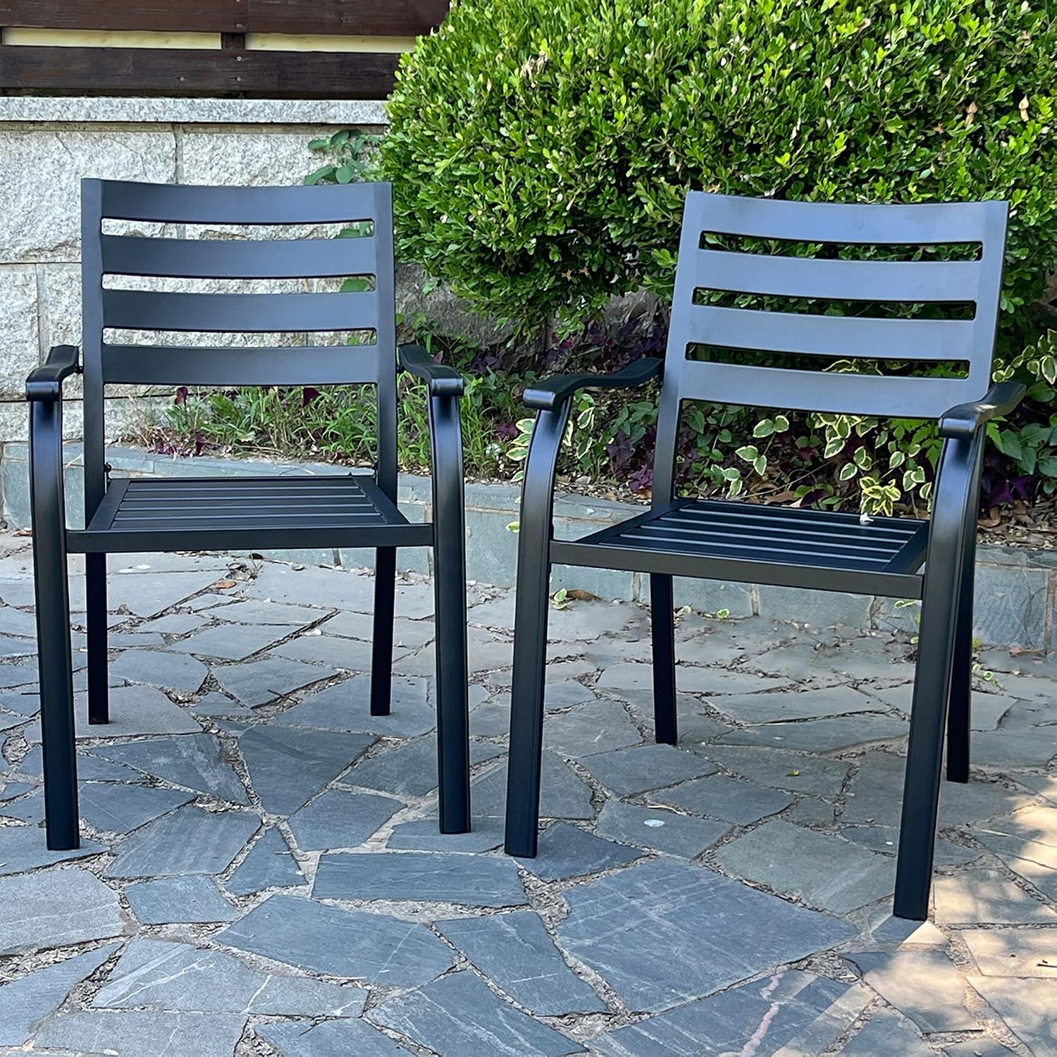Amazon.com: BYLUXA Iron Terrace Dining Chairs Set of 2 - All-Weather ...