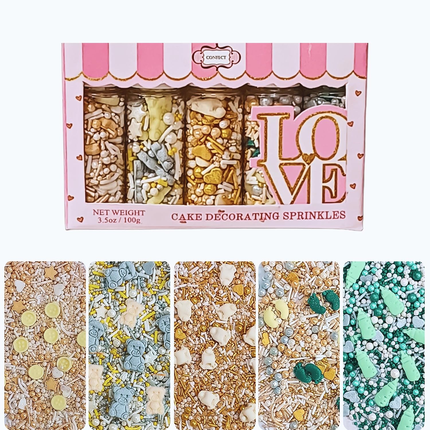 Amazon.com: Confect Neutral Baby Shower Sprinkles | Gender Reveal ...