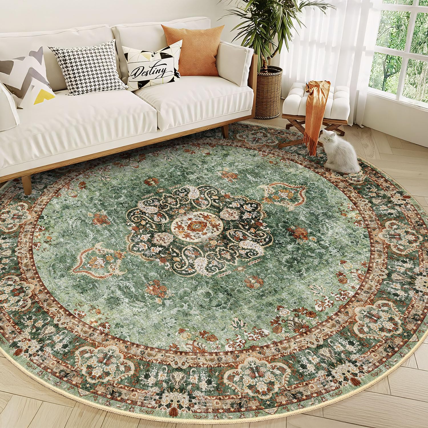 Amazon.com: Castage Round Rug 9ft,Large Green Circle Area Rugs for ...