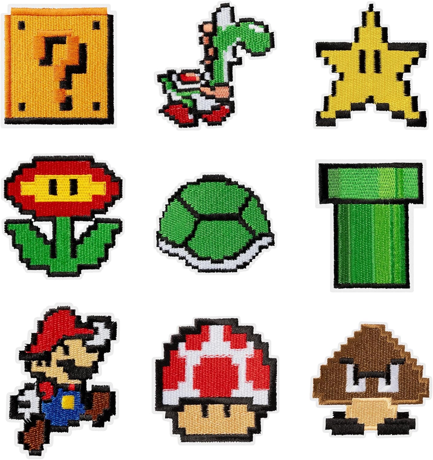Amazon.com: 9 Pcs Pixel Mario Embroidery Patches Cute Kawaii Cartoon ...