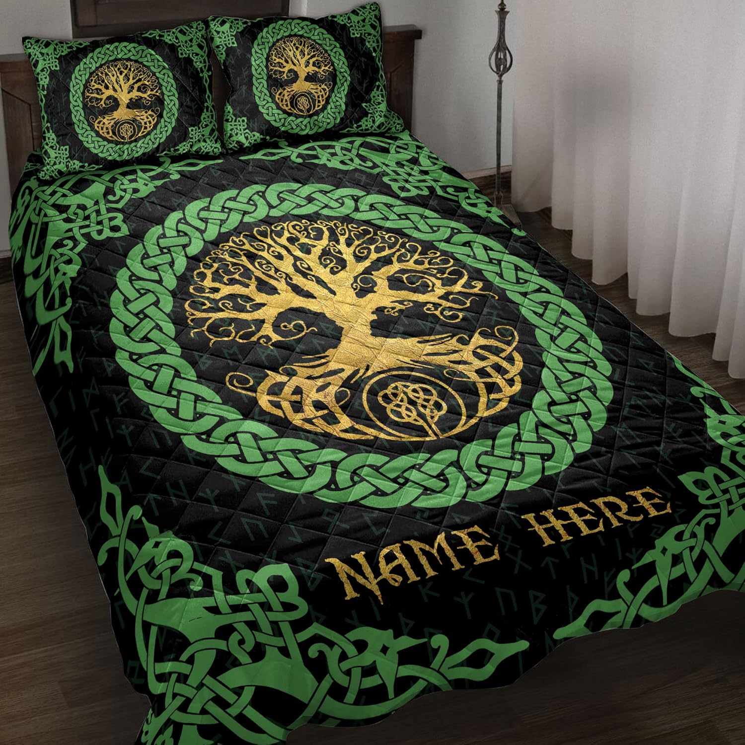 Amazon.com: OhaPrints Personalized Viking Quilt Bed Set, Viking Tree of ...