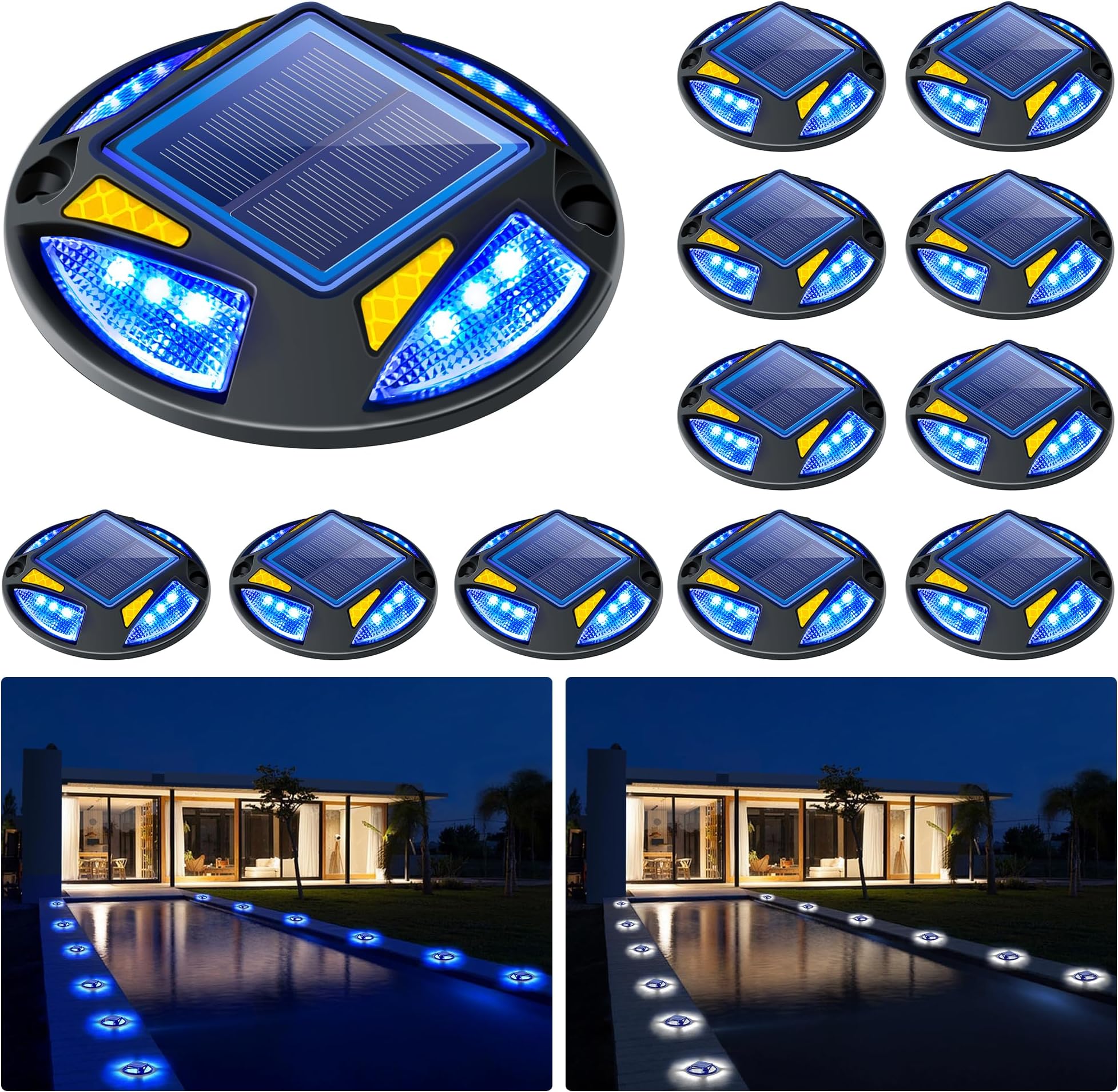 INCLAKE Solar Dock Lights Outdoor Waterproof IP68, 12 Pack Solar ...