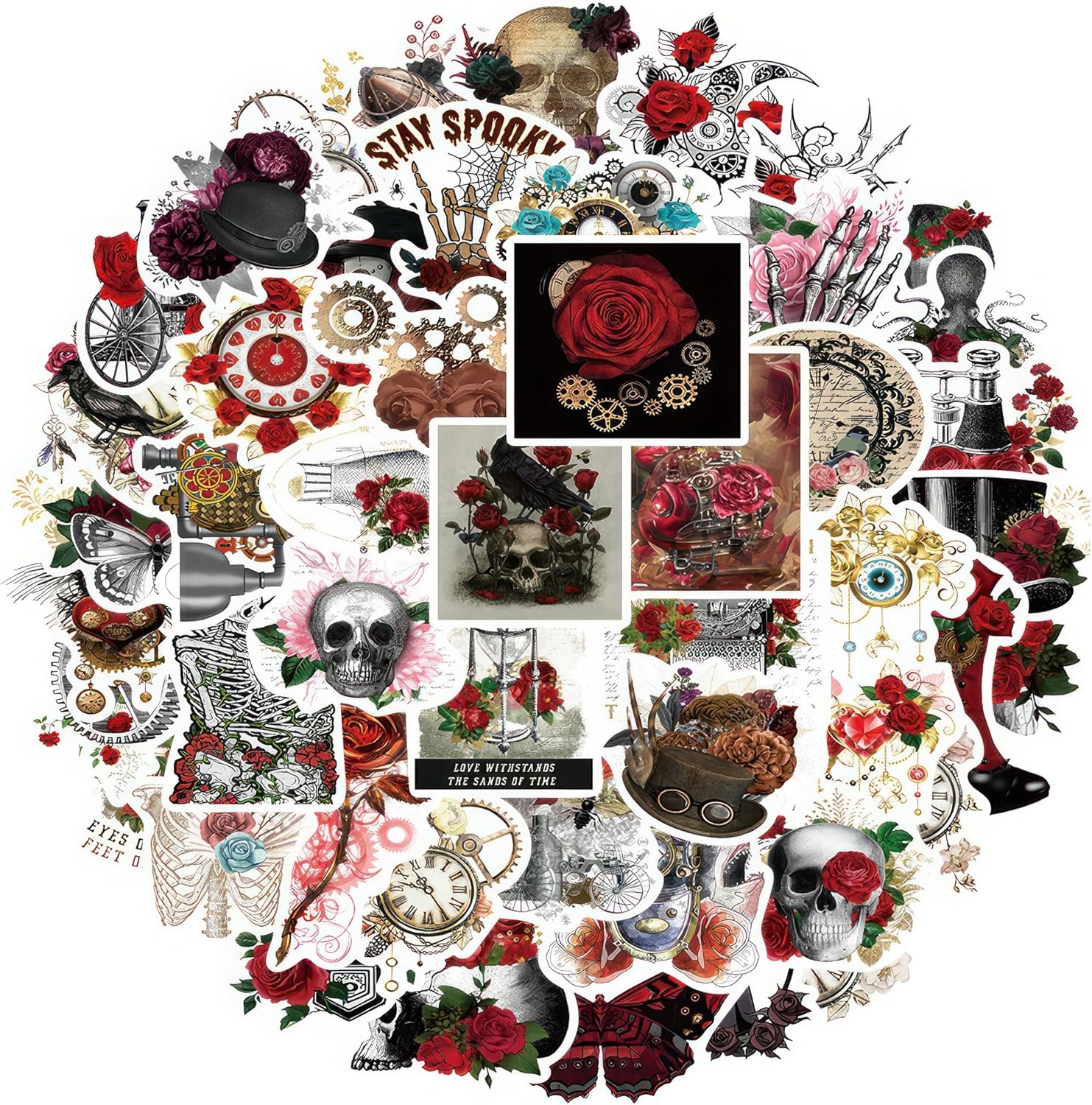 Amazon.com: 50 Pcs Aesthetic Goth Stickers,Vintage Skull Stickers ...
