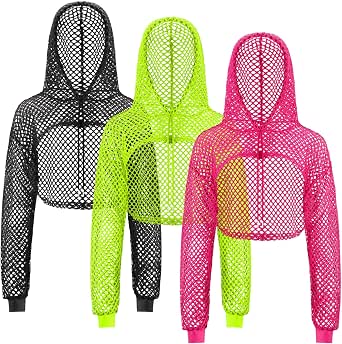 Amazon.com: Hicarer 3 Pcs Fishnet Shirt for Women 80s Costumes Neon ...