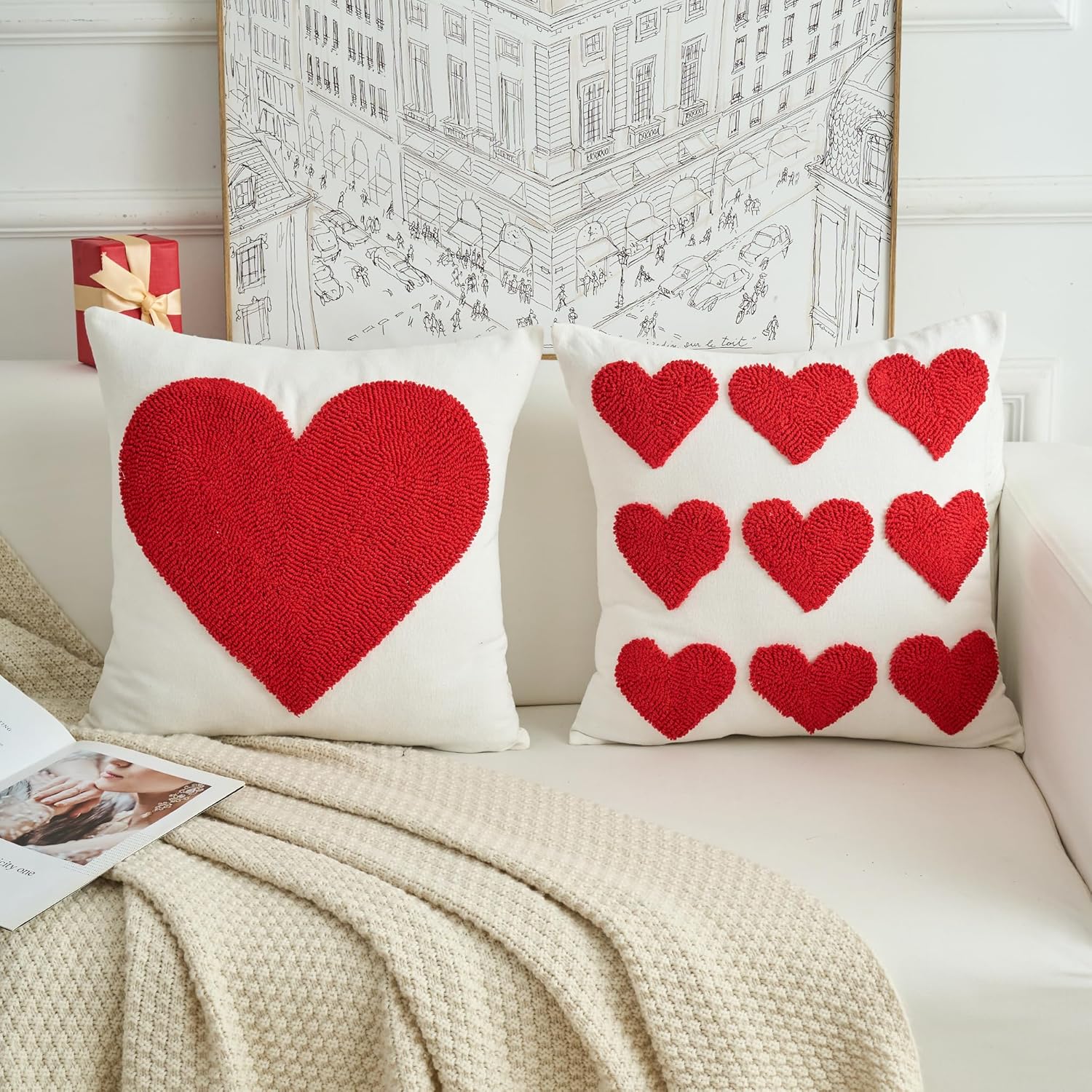 Amazon.com: HOMFREEST Valentines Day Red Heart Pillow Covers 18x18 Inch ...