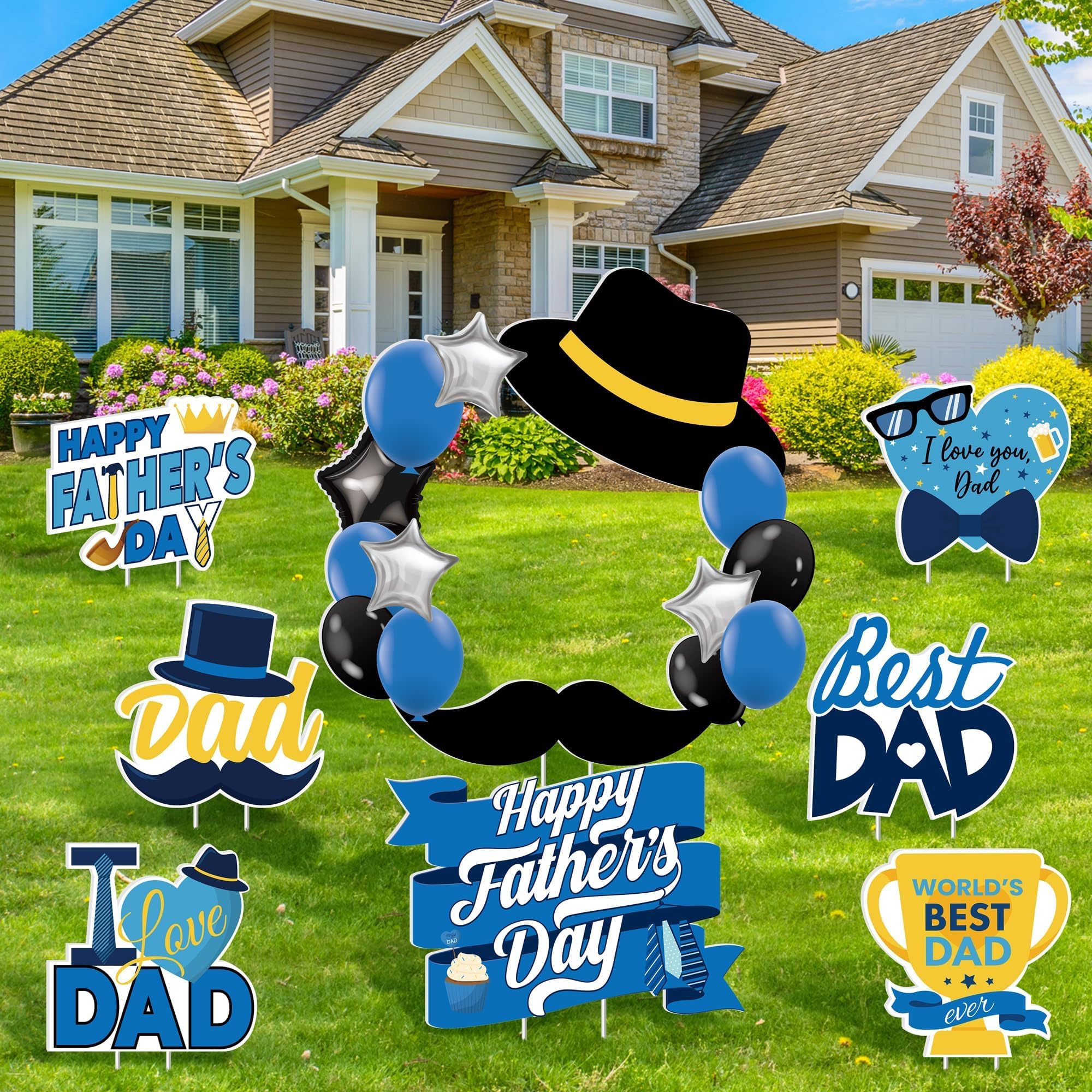 Amazon.com : Fathers Day Yard Signs 8pcs with Stakes Happy Father's Day ...