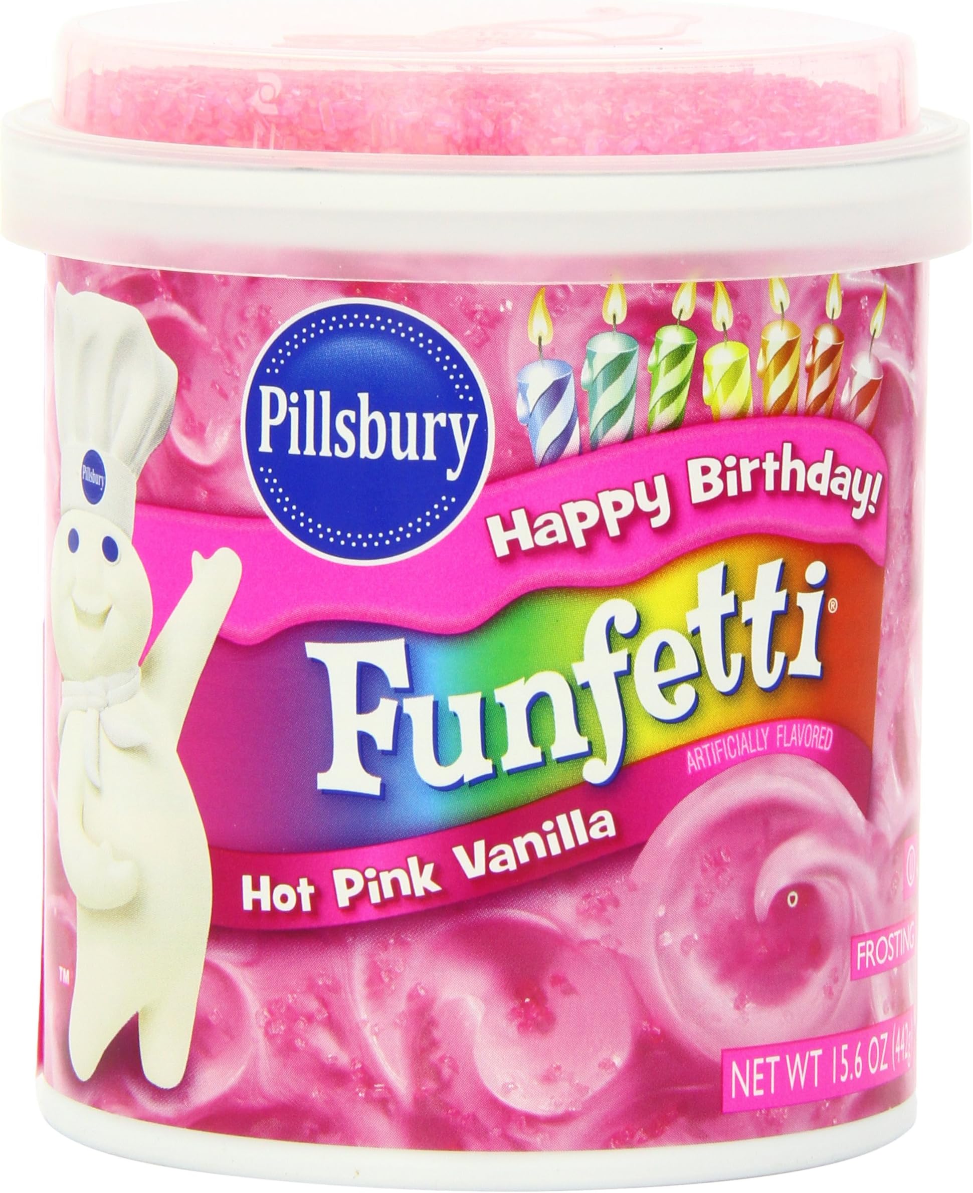 Amazon.com : Pillsbury Vanilla Frosting, Funfetti Hot Pink, 15.6 Ounce ...