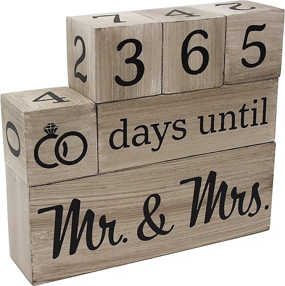 Amazon.com: Wedding Countdown Calendar Wooden Blocks - Engagement Gifts ...