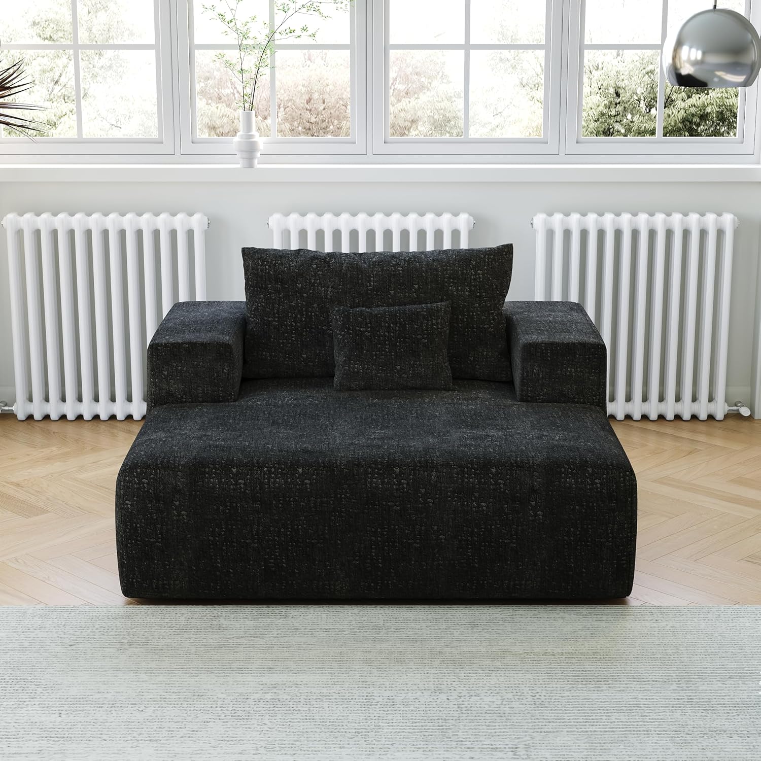 Amazon.com: 55" Oversized Chaise Lounge Chair Indoor Fluffy Chenille ...