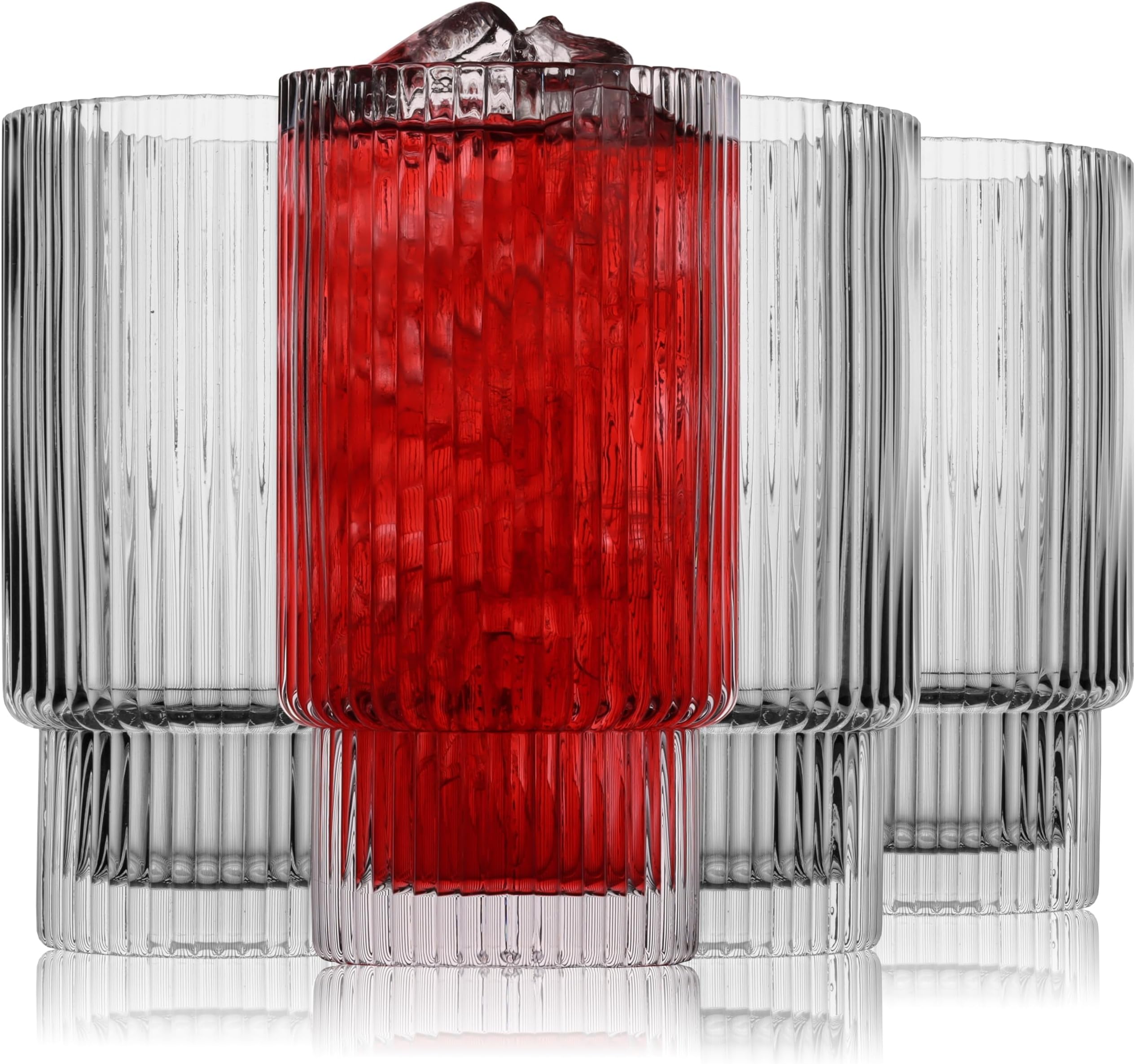 Amazon.com | DEAYOU 6 Pack Ribbed Drinking Glass, 10 OZ Vintage ...