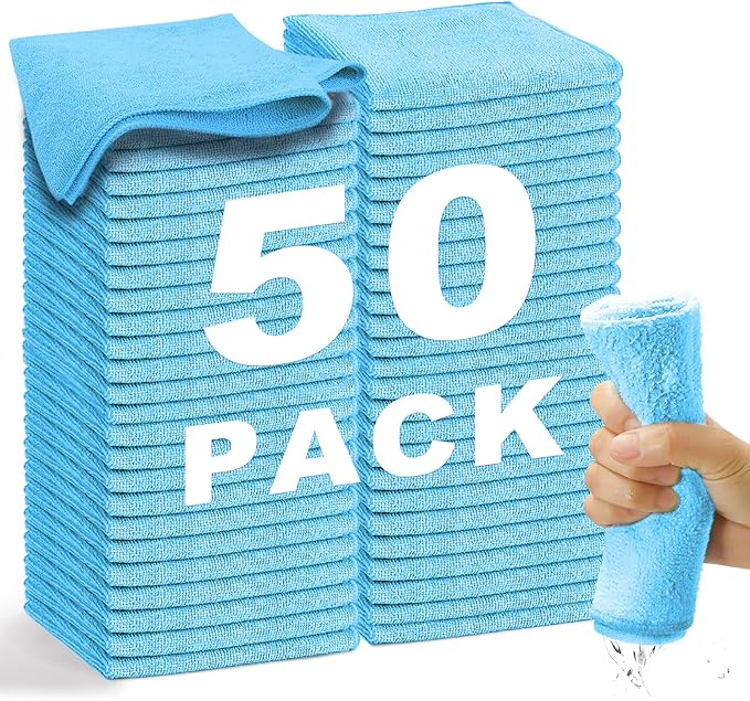 Amazon.com: WEAWE Microfiber Cleaning Cloth-50Pcs (13x13 inch) 2100 ...
