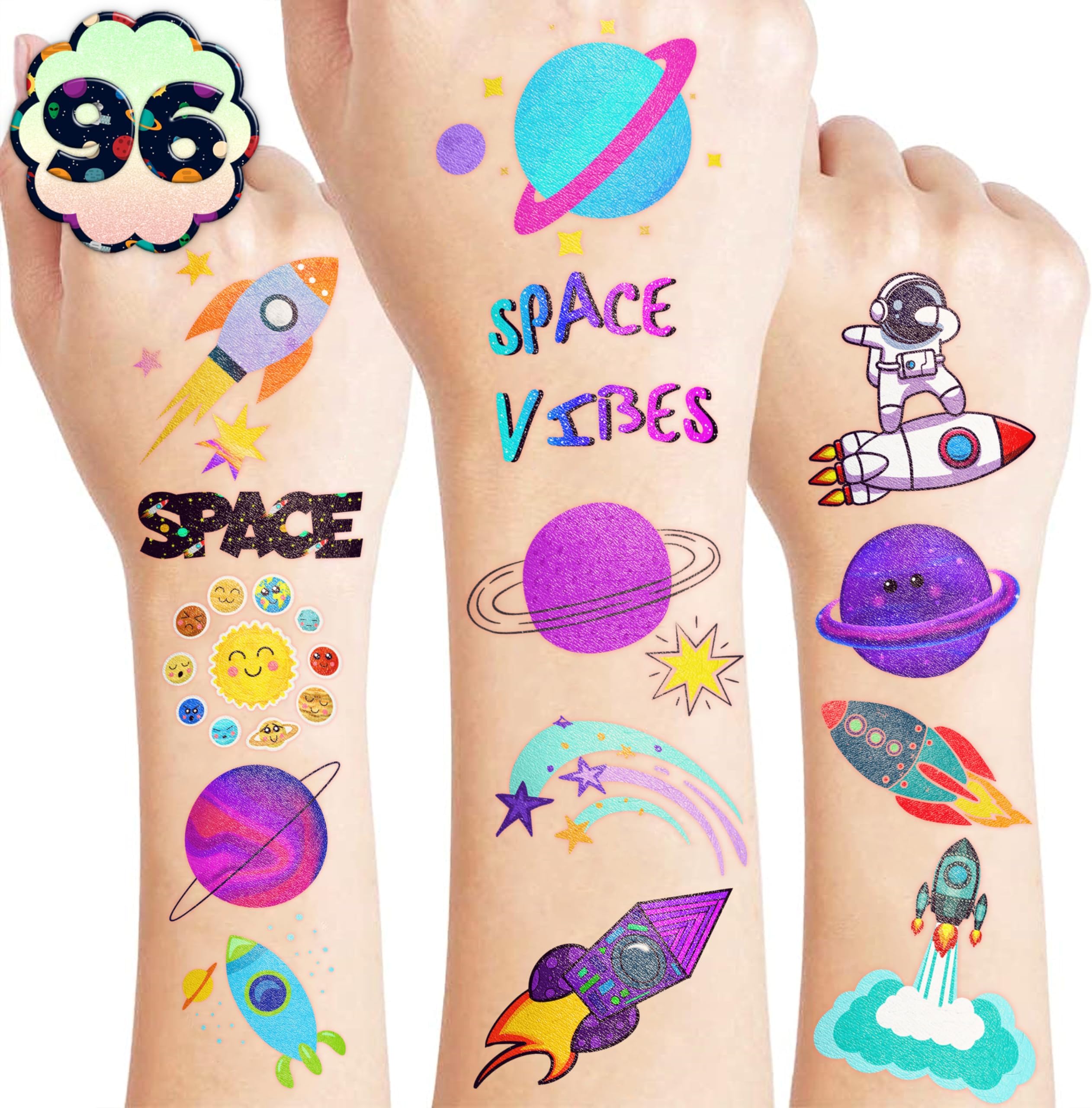 Amazon.com : xo, Fetti Space + Planets Glow in Dark Temporary Tattoos ...