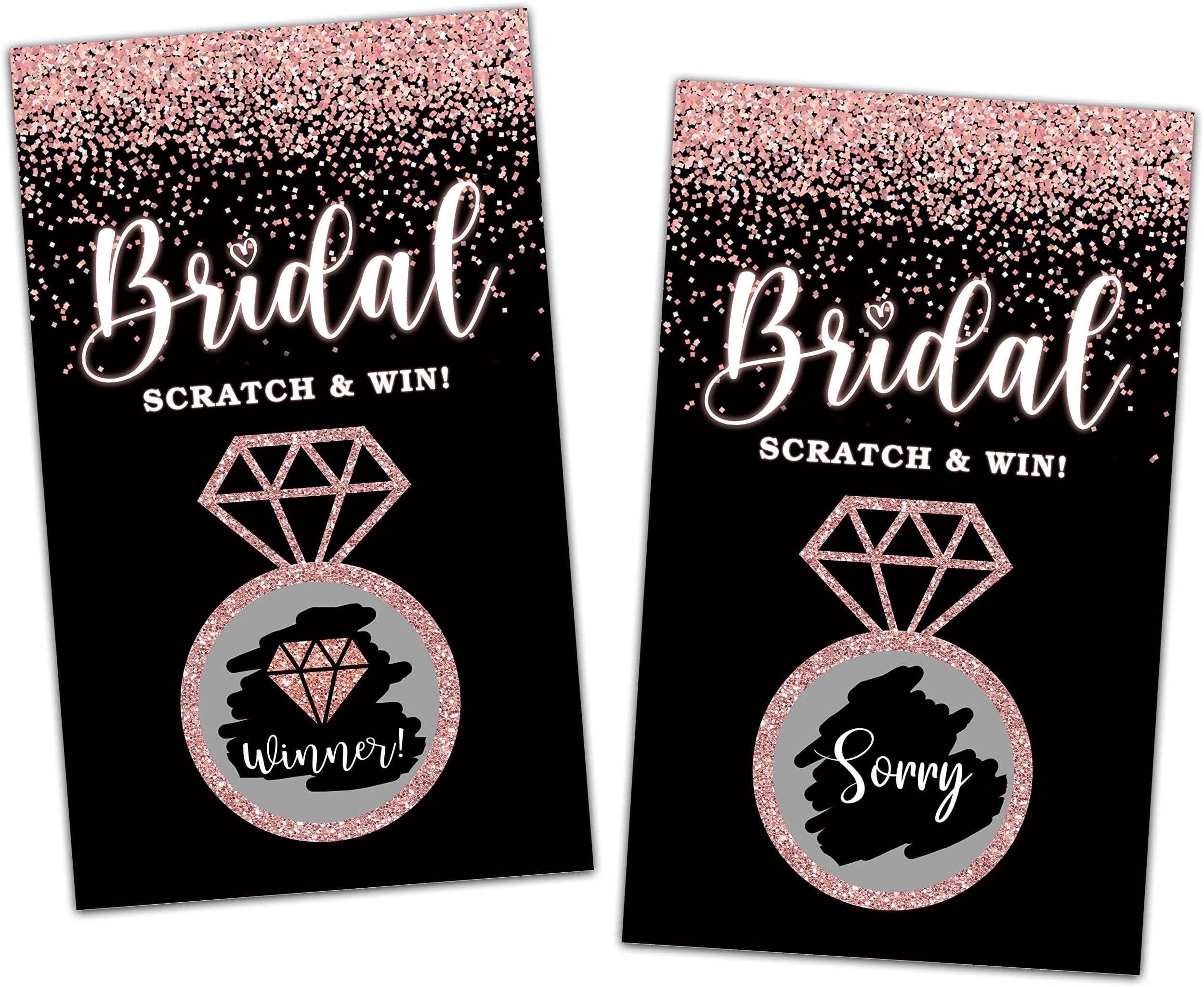 Amazon.com: Bridal Shower Scratch Off Game Cards - Glitter Diamond Ring ...