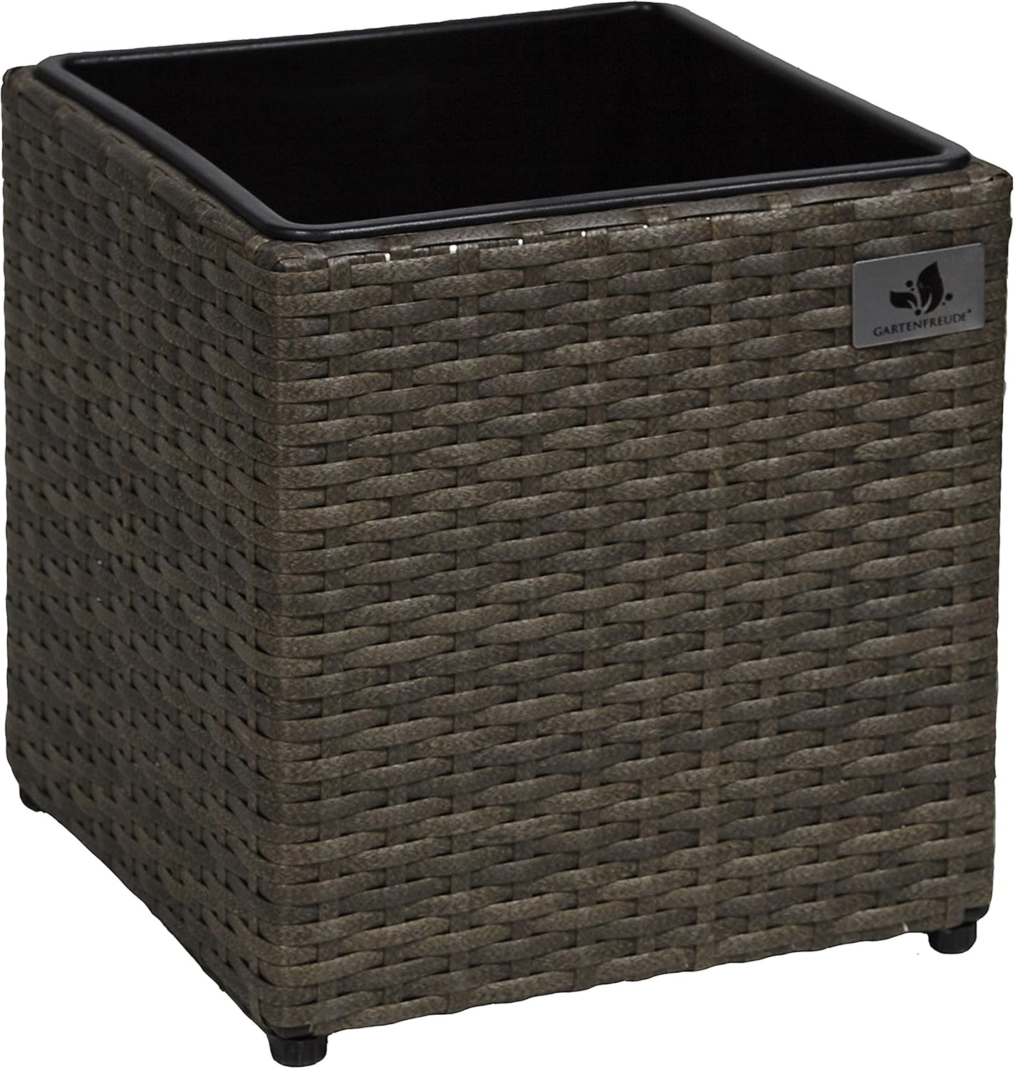 Gartenfreude Plant Pot Cube in Polyrattan with Plastic Insert for ...