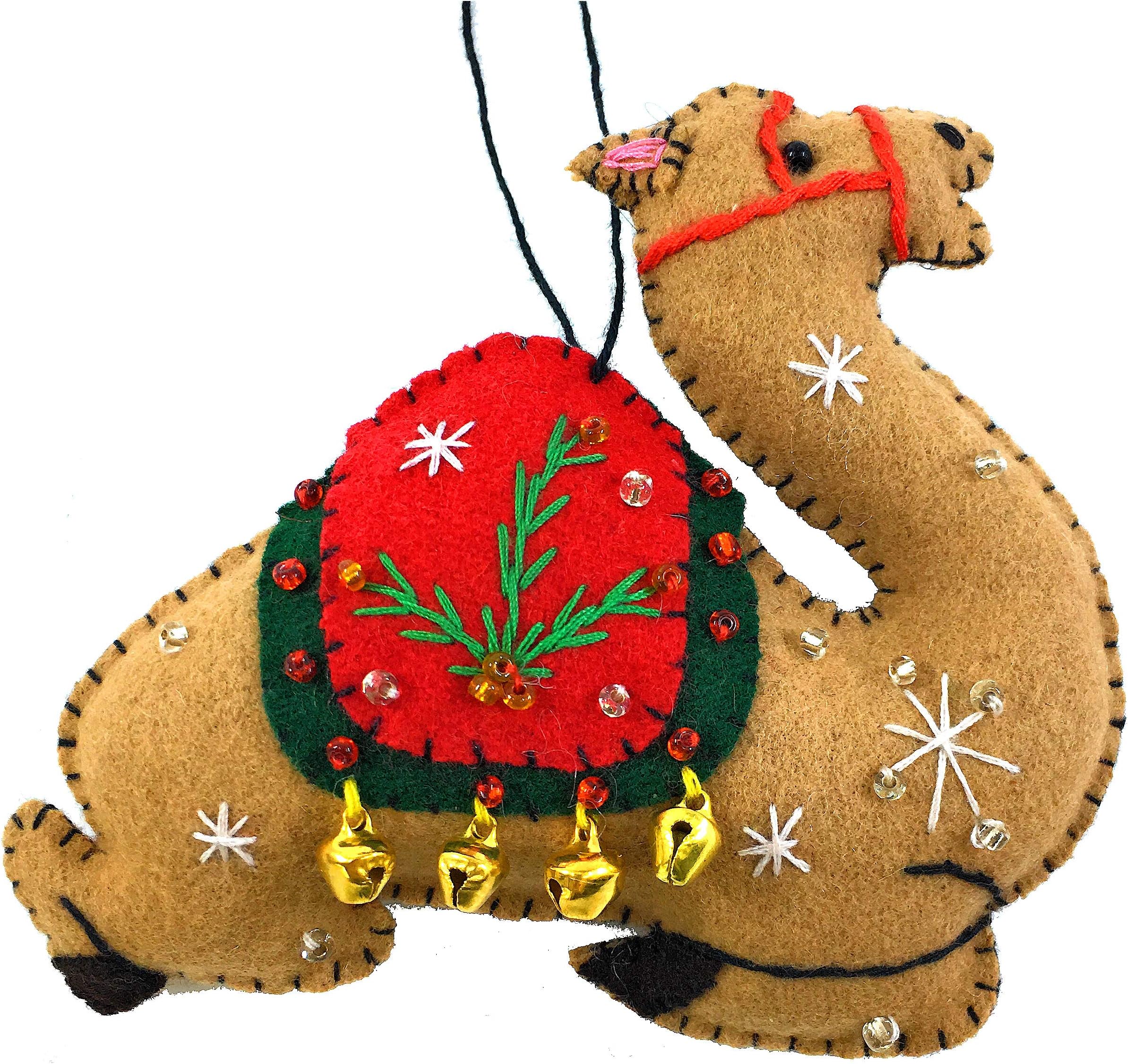 Amazon.com: Sitting Camel Christmas Tree Ornament with Bells - Handmade ...