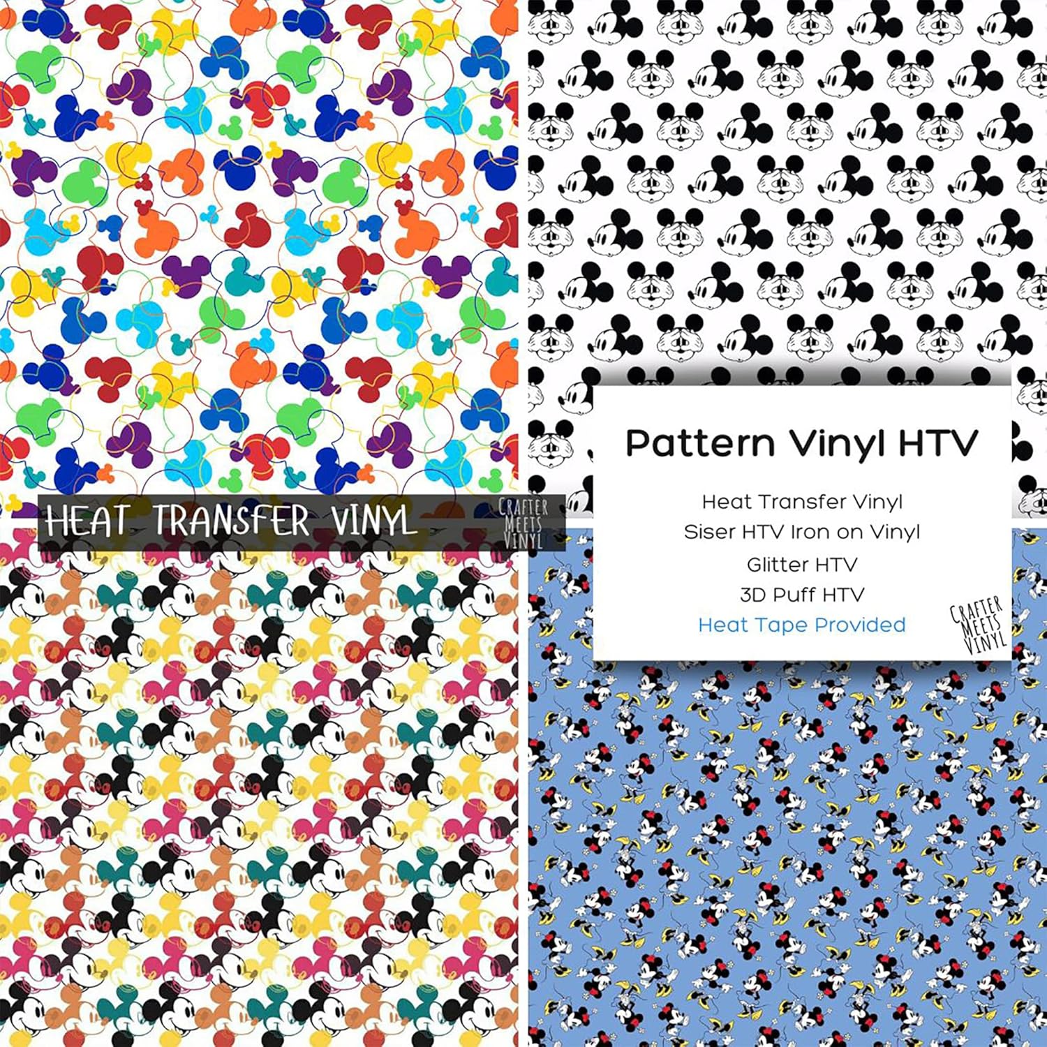 Amazon.com: Mickey HTV Heat Transfer Vinyl Mickey Minnie Vinyl Bundle 2 ...