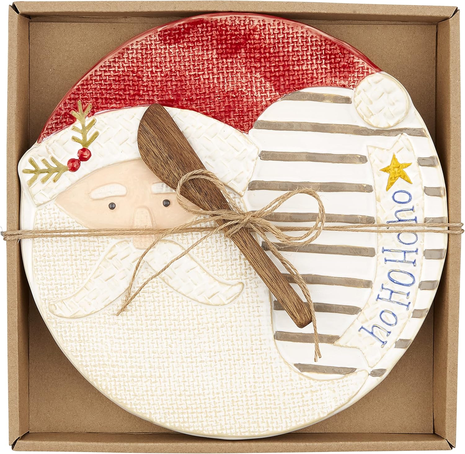 Mud Pie Ho, Christmas Santa Cheese Set, Plate 8" Dia | Spreader 5 1/2 ...
