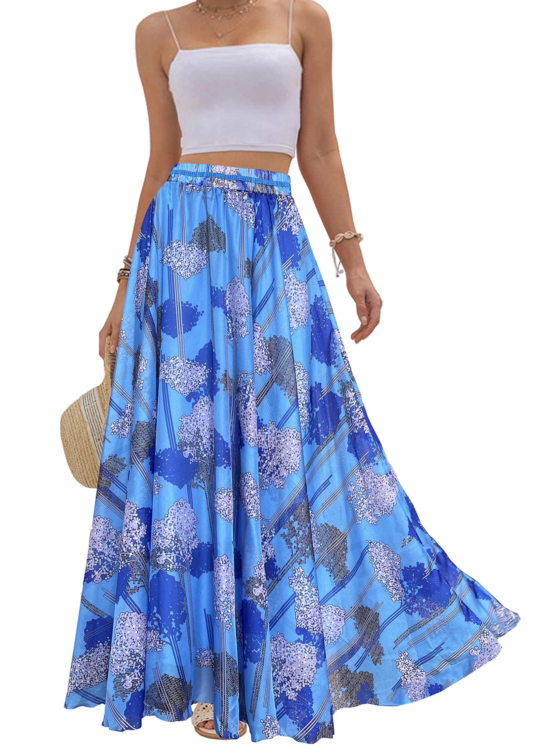Amazon.com: Afibi Women Full/Ankle Length Blending Maxi Chiffon Long ...