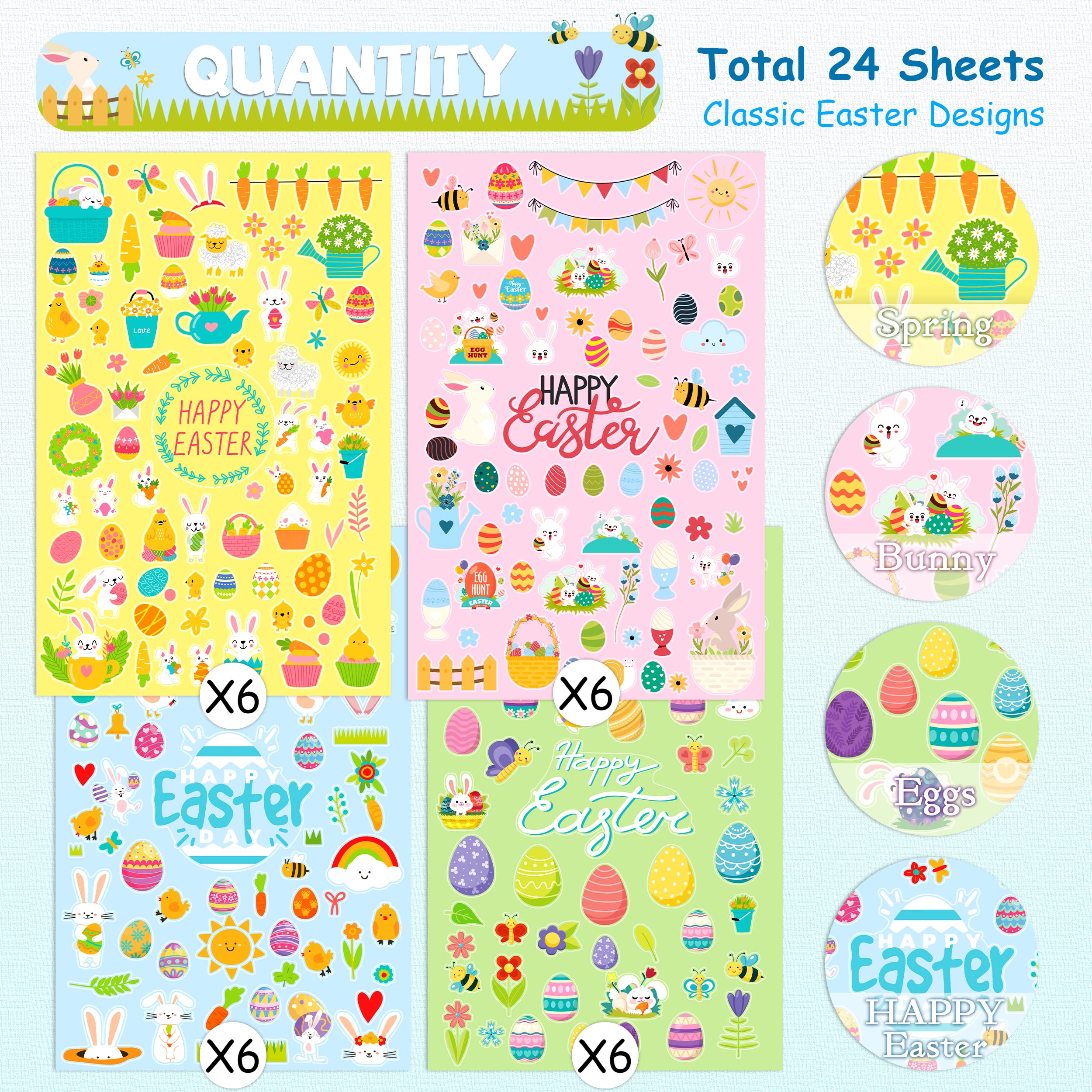 Snapklik.com : LINAYE 24 Sheets Easter Stickers For Kids - 1800PCS ...