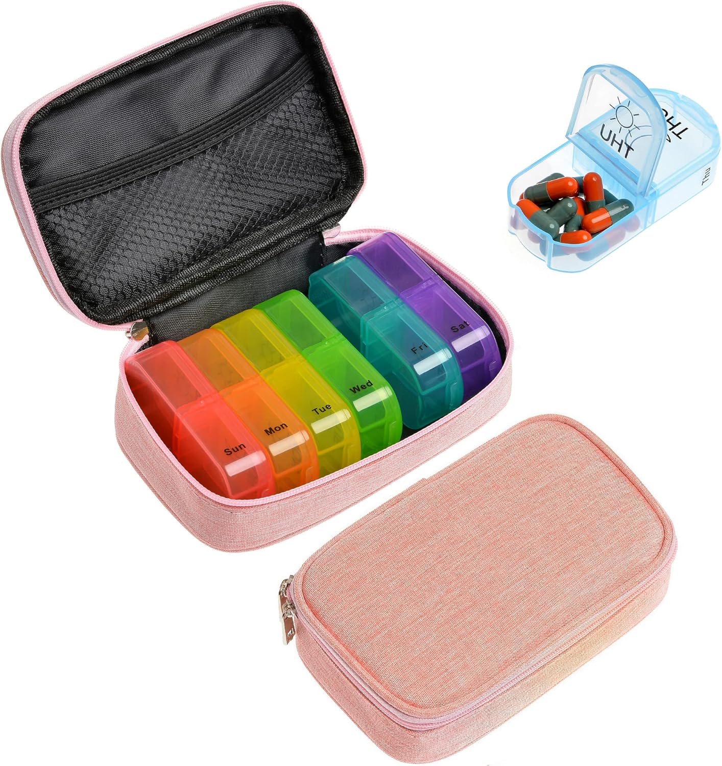 Amazon.com: Pill Organizer 2 Times a Day, Large Weekly Travel Pill Case ...