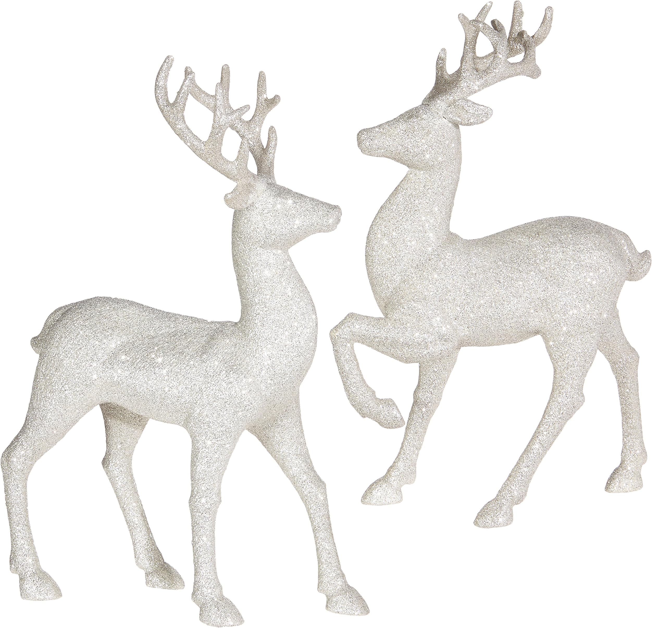 Amazon.com: Set of 2 Holiday Reindeer Figures: 12.5 Inches Glitter ...