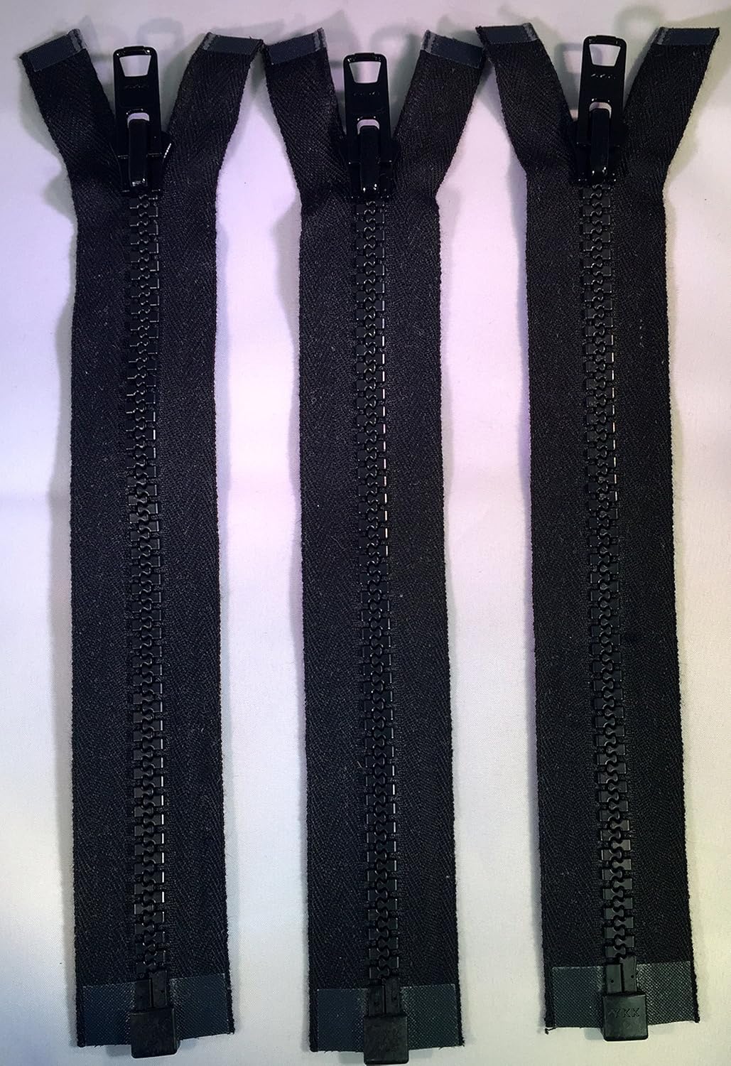 Amazon.com: Three-Pack YKK 12 x 1.5 #10 Vislon Open-End Zippers - Black ...