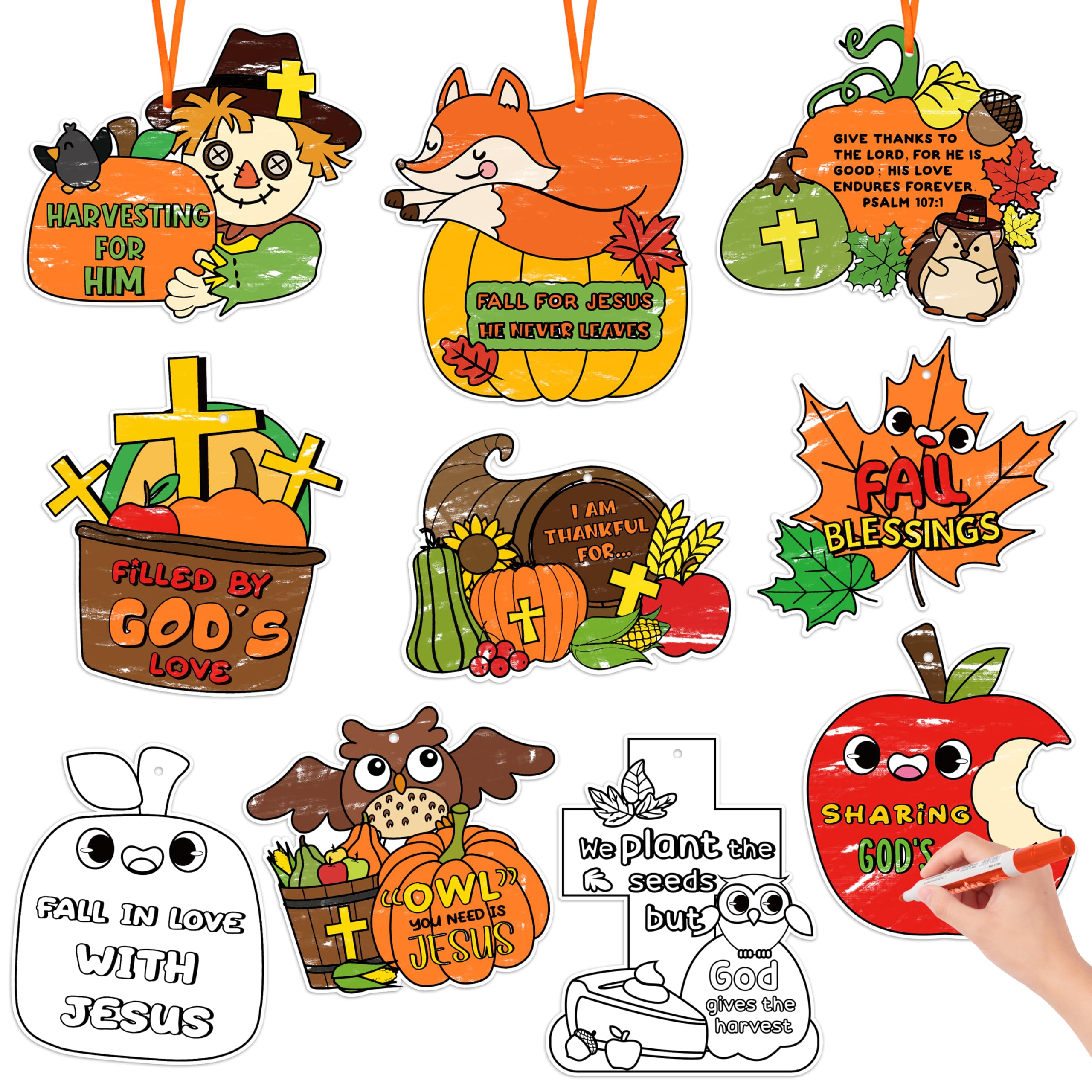 Amazon.com: Color Your Own Fall Kit for Kids - 80Pcs Autumn Christian ...